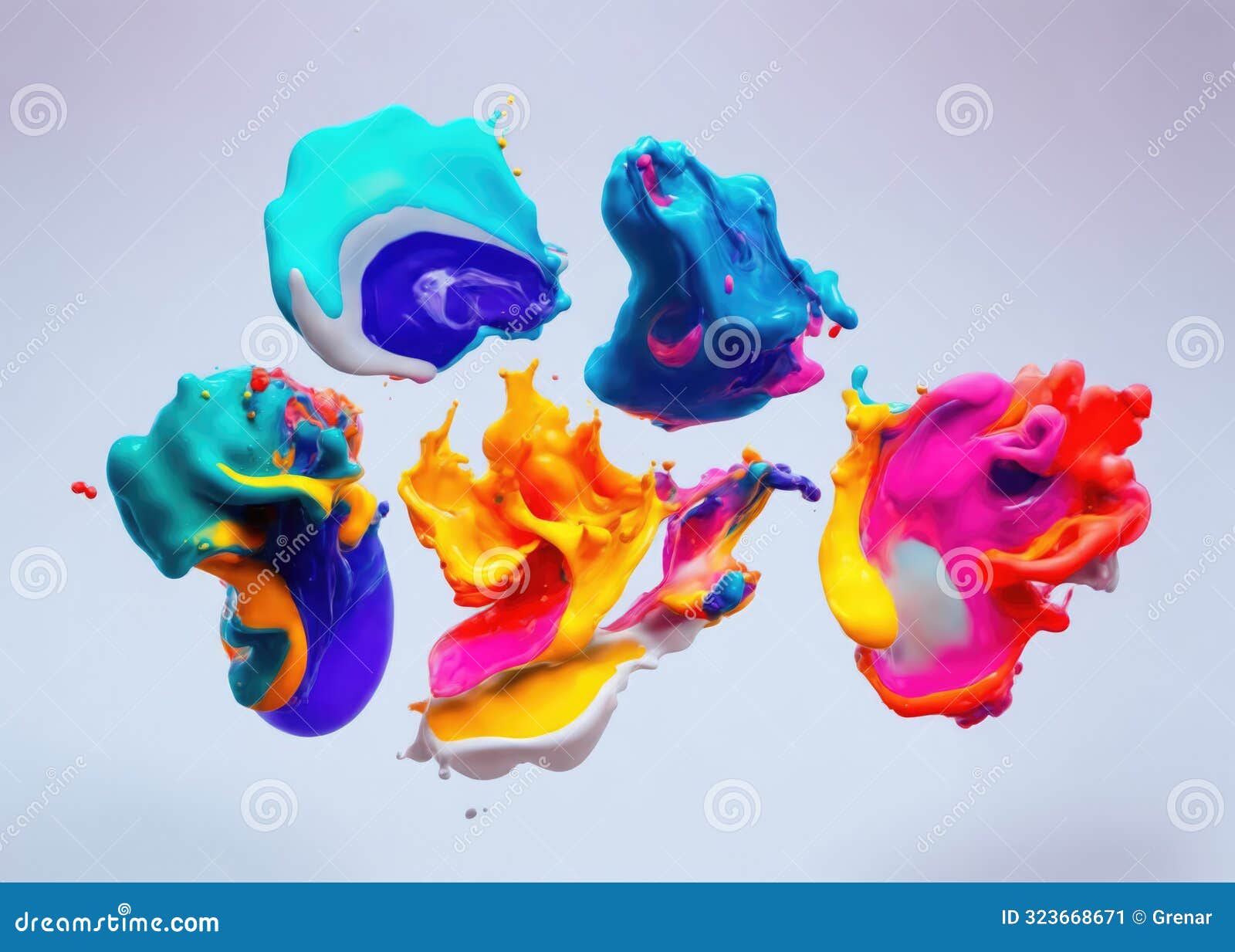 Paint Air Blobs Exploding Individual Separated Stock Illustration ...