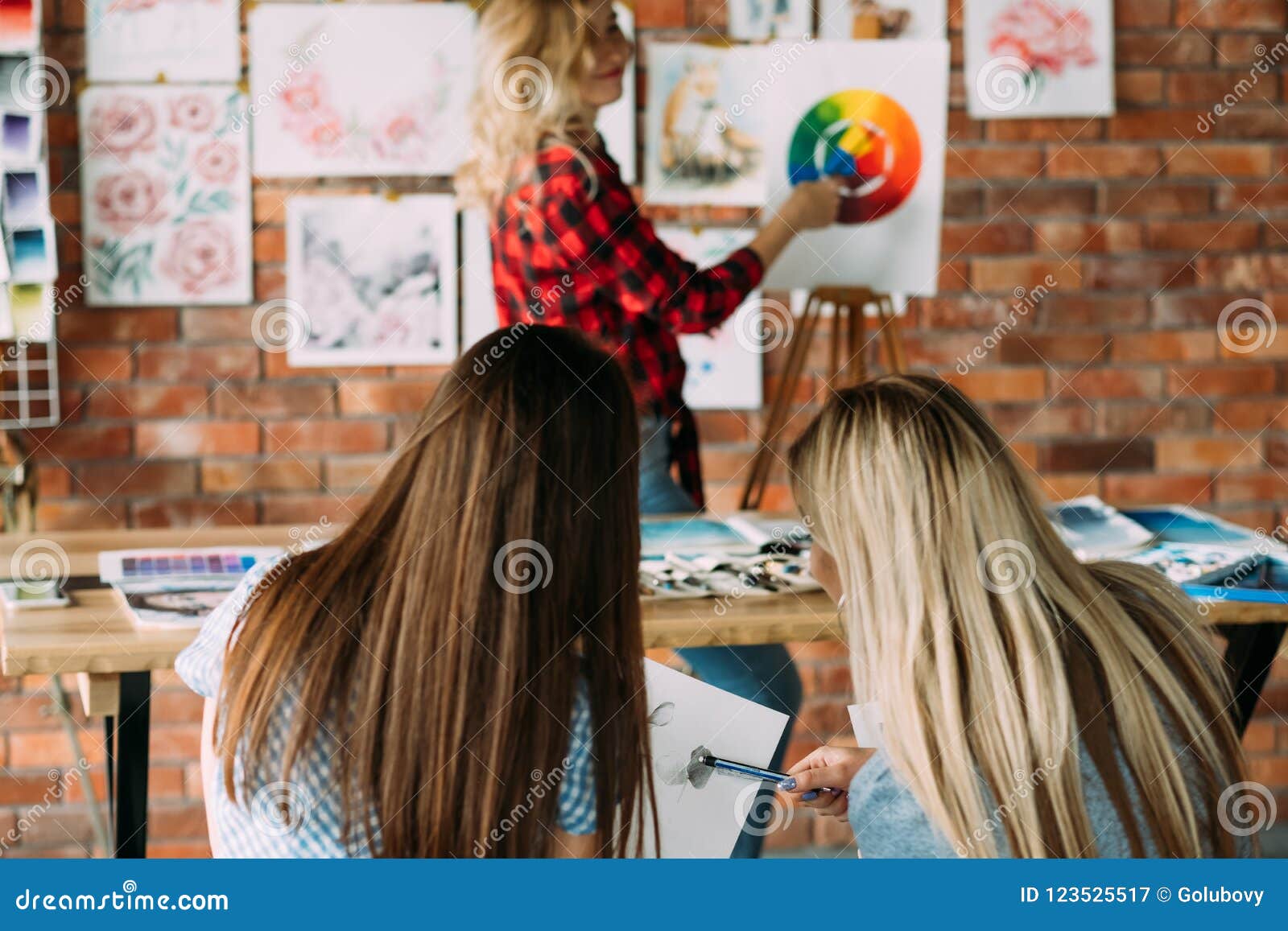 Paint Art Class Teacher Watercolor Technique Learn Stock Image - Image ...