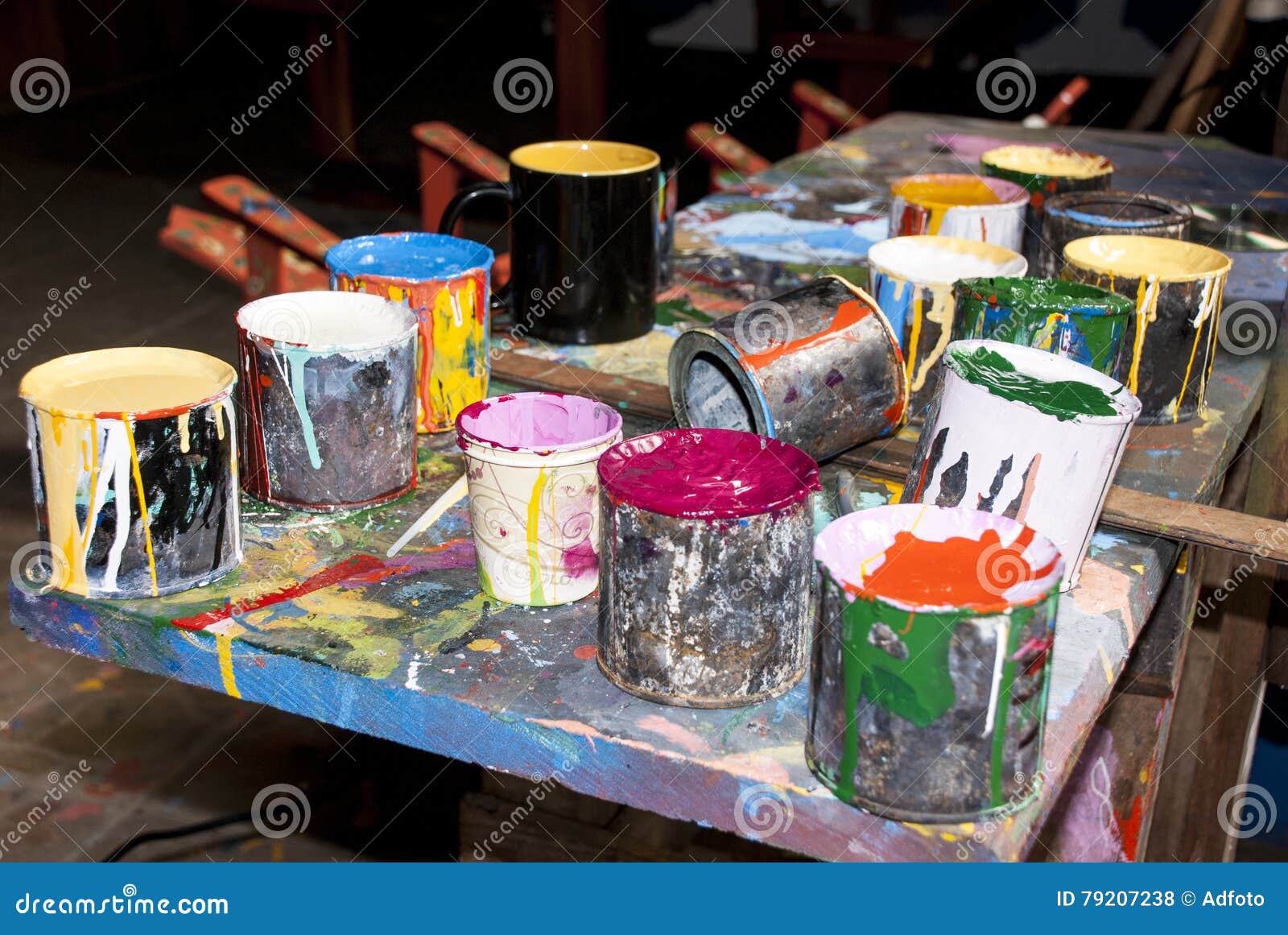 Paint Bottles, Brushes and Paint Cans Stock Photo - Image of multicolor ...