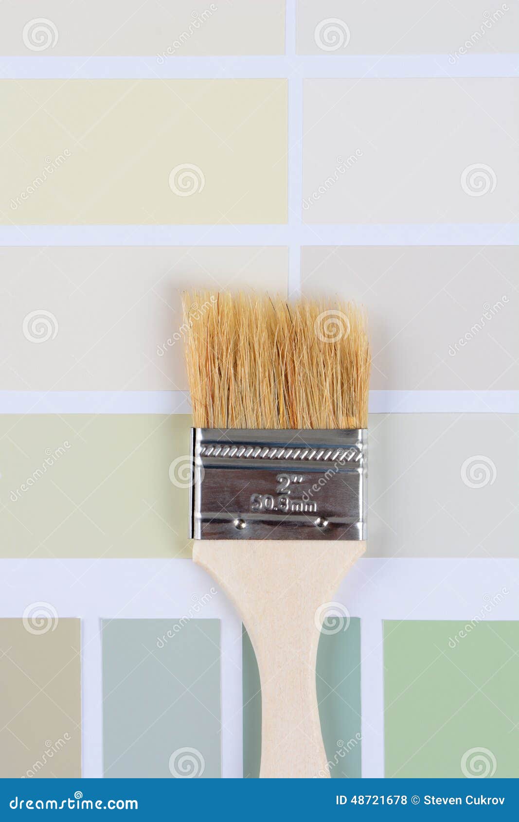 Paint Brush on Color Samples Stock Photo - Image of green, wood: 48721678