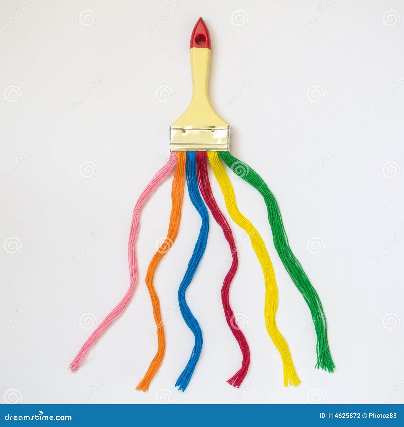 Brush with Multicolored Thread Isolated on White Background ...