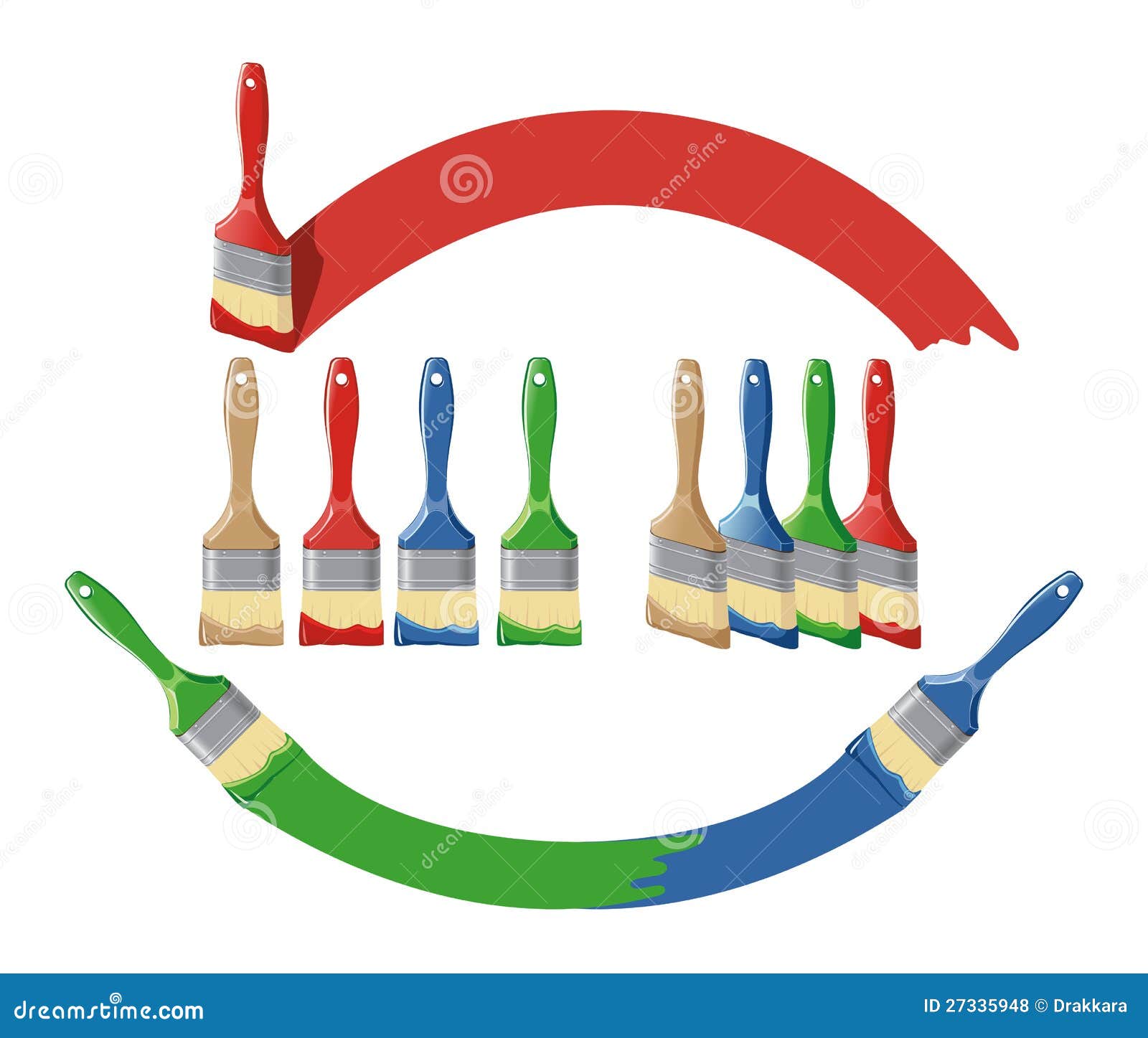 Paint Brush and Dab Paint Multi Color Set Stock Vector - Illustration ...