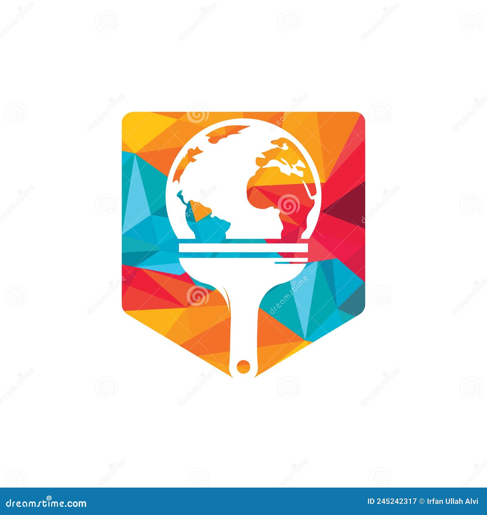Paint Brush and Globe Vector Logo Design. Global Paint Icon Logo ...