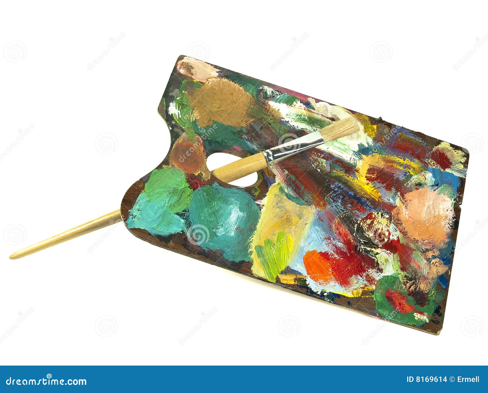 Paint brush and palette stock photo. Image of impure, cross - 8169614