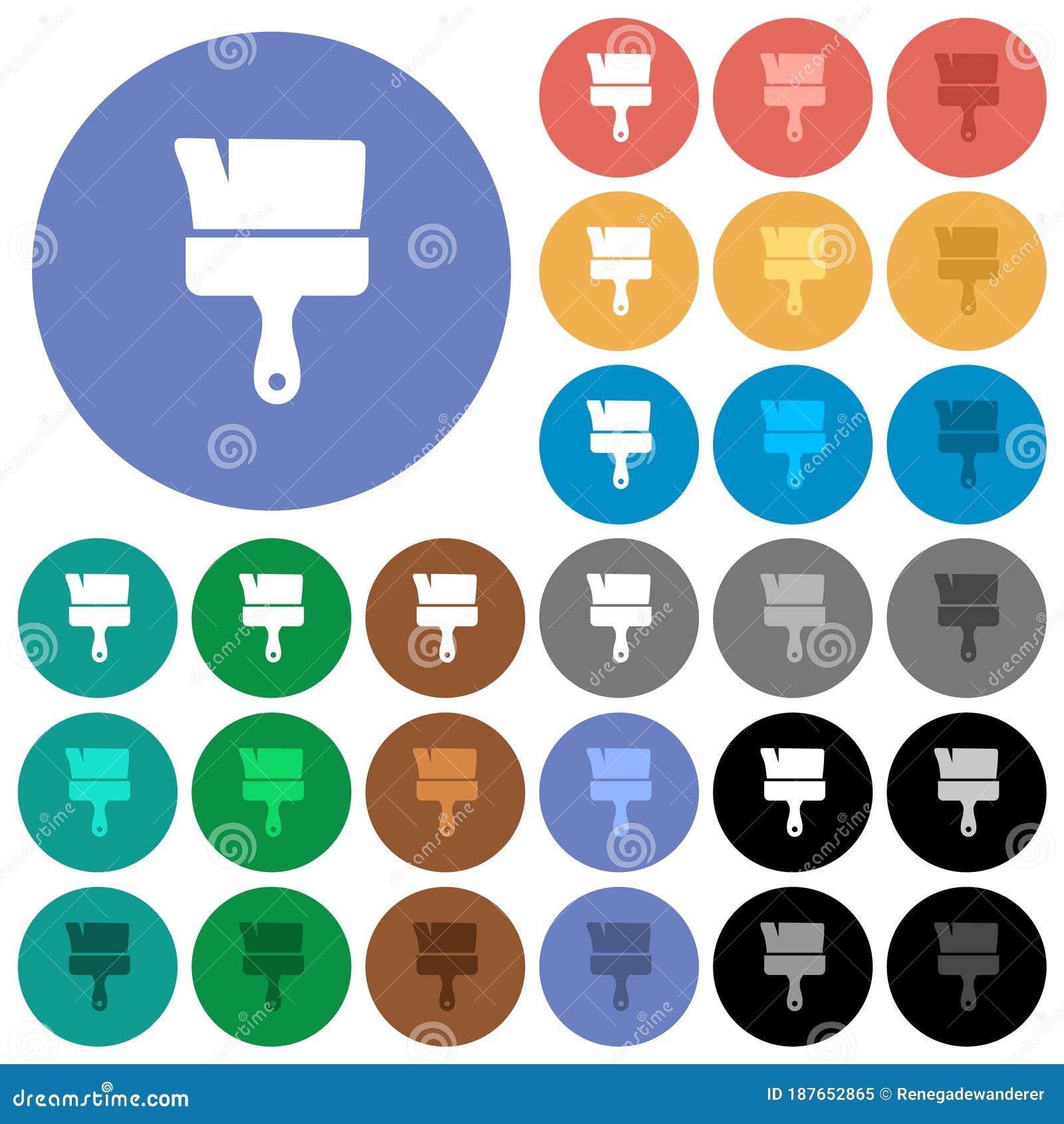Paint Brush Round Flat Multi Colored Icons Stock Vector - Illustration ...