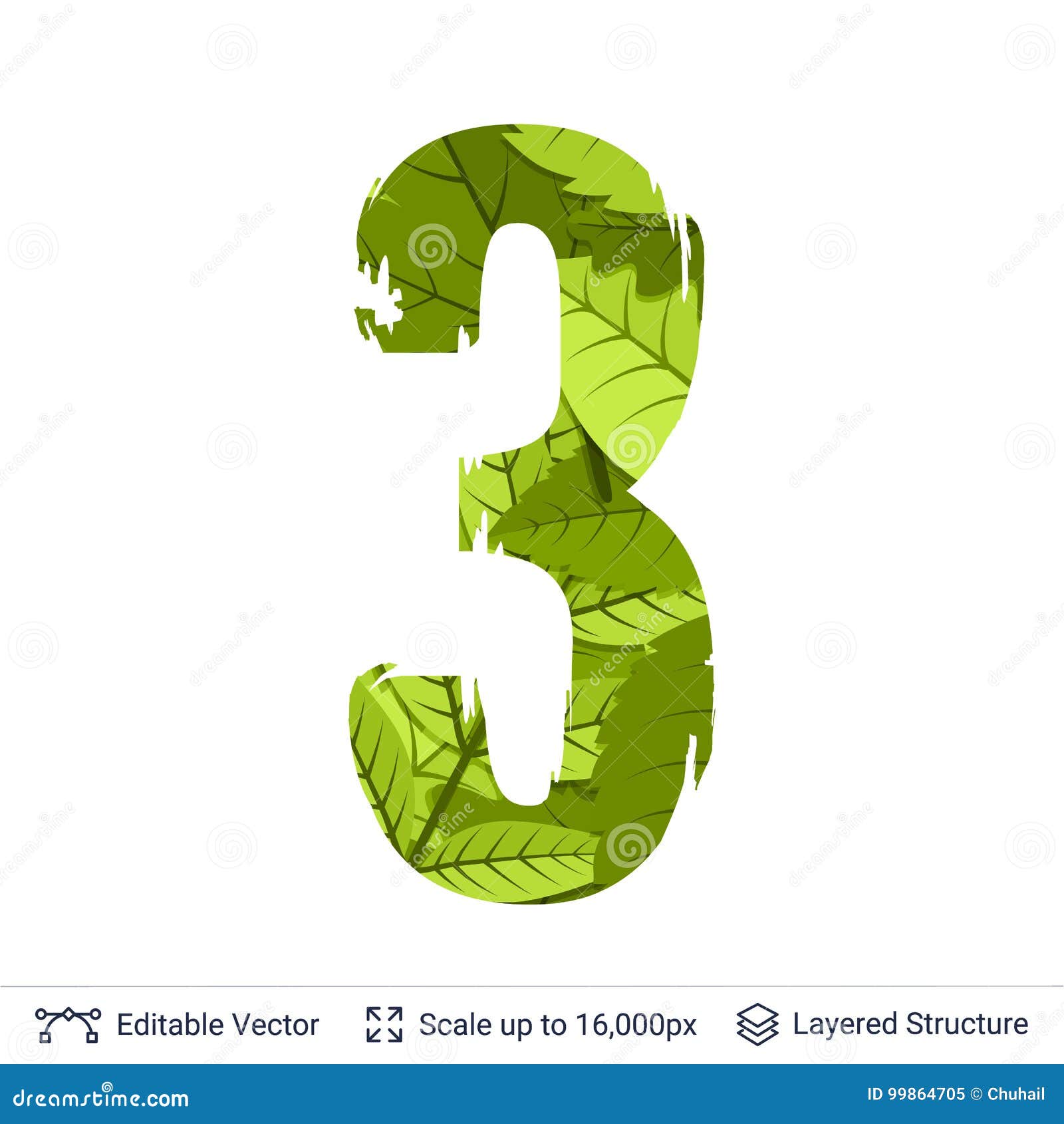 Spring Green Bright Leaves Number. Stock Vector - Illustration of ...