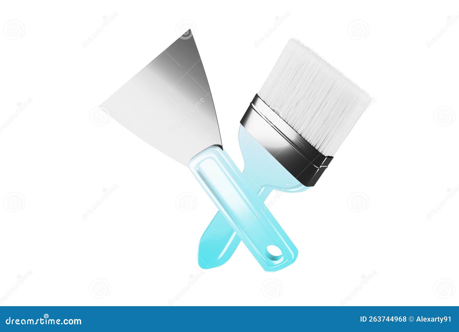 Paint Brush with Spatula Tools 3d Render. Stock Illustration ...
