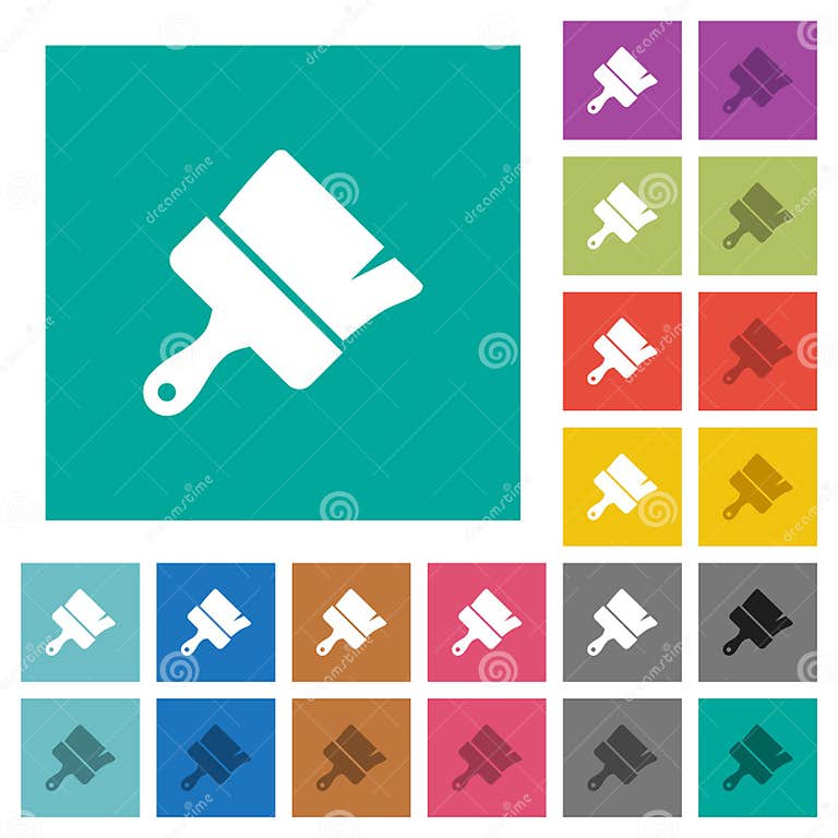 Paint Brush Square Flat Multi Colored Icons Stock Vector - Illustration ...