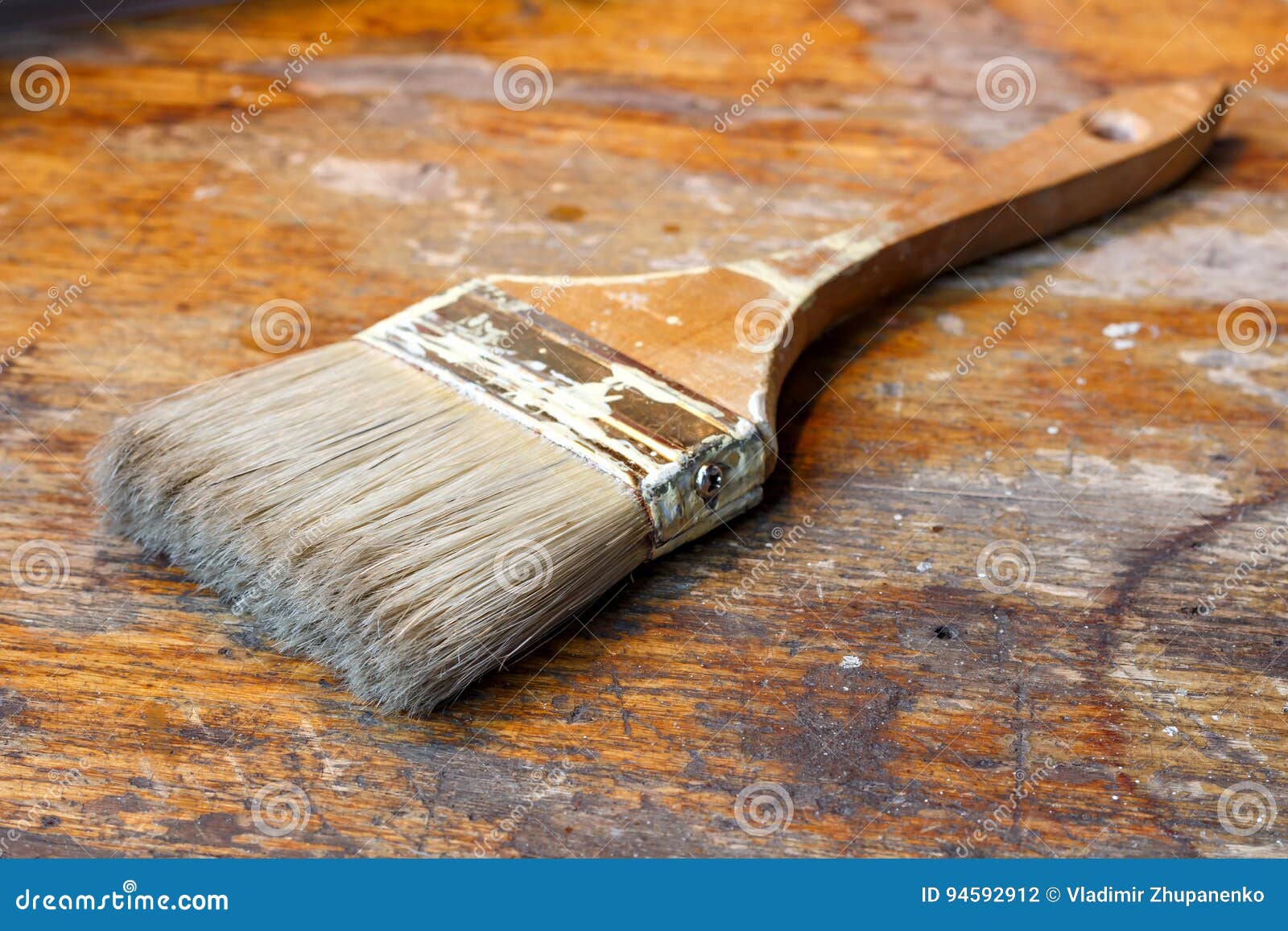 Paint Brush Stained with Paint on the Workbench Stock Photo - Image of ...
