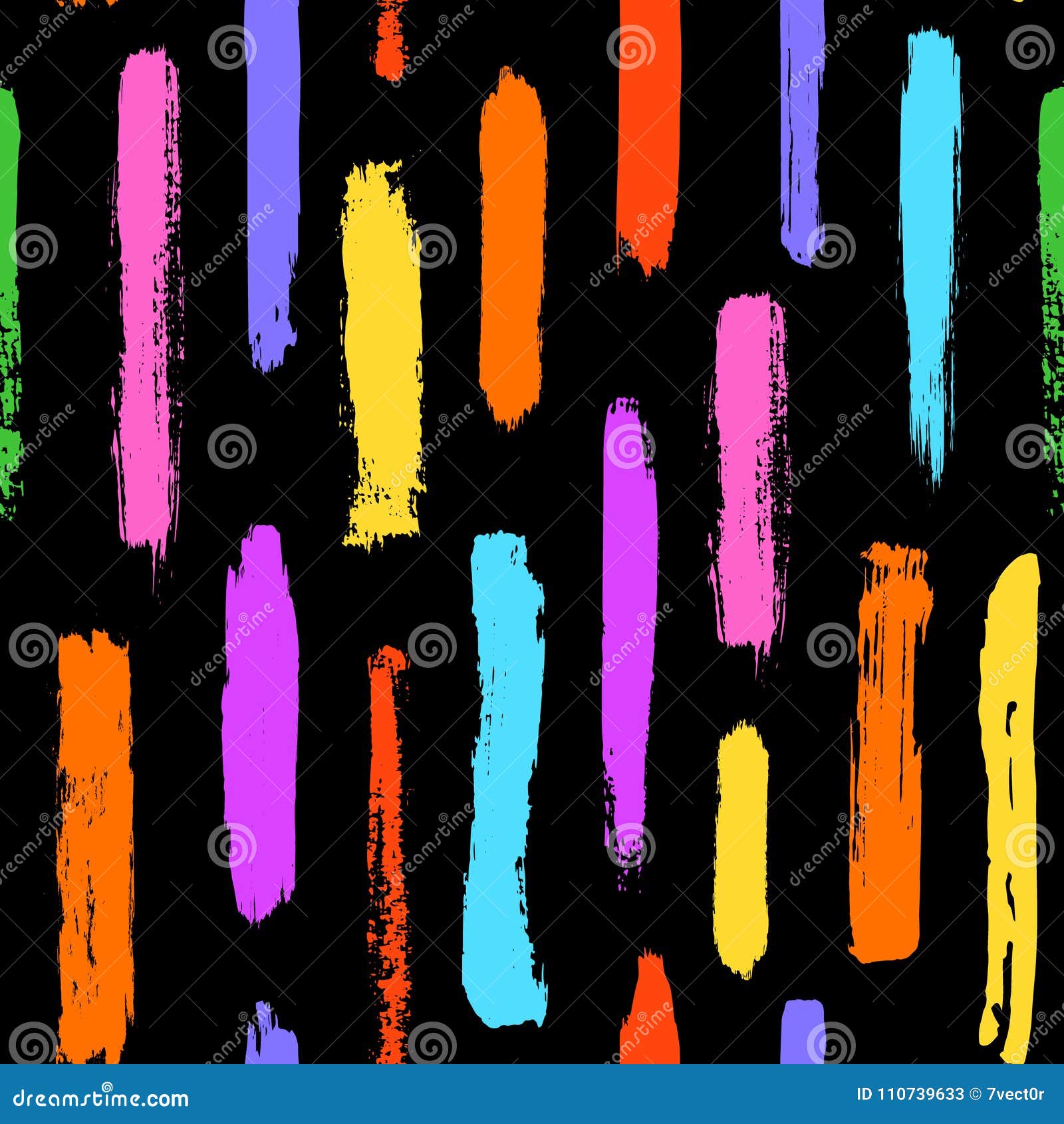 Paint Brush Strokes Colorful Textures Shapes Seamless Pattern Stock ...