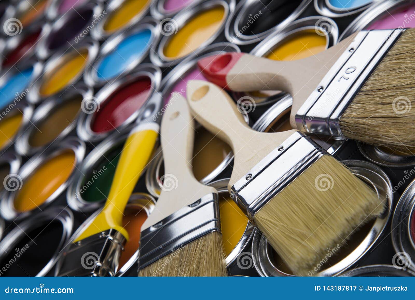 Paint Brush, Tin Can and Color Guide Samples Stock Image - Image of ...