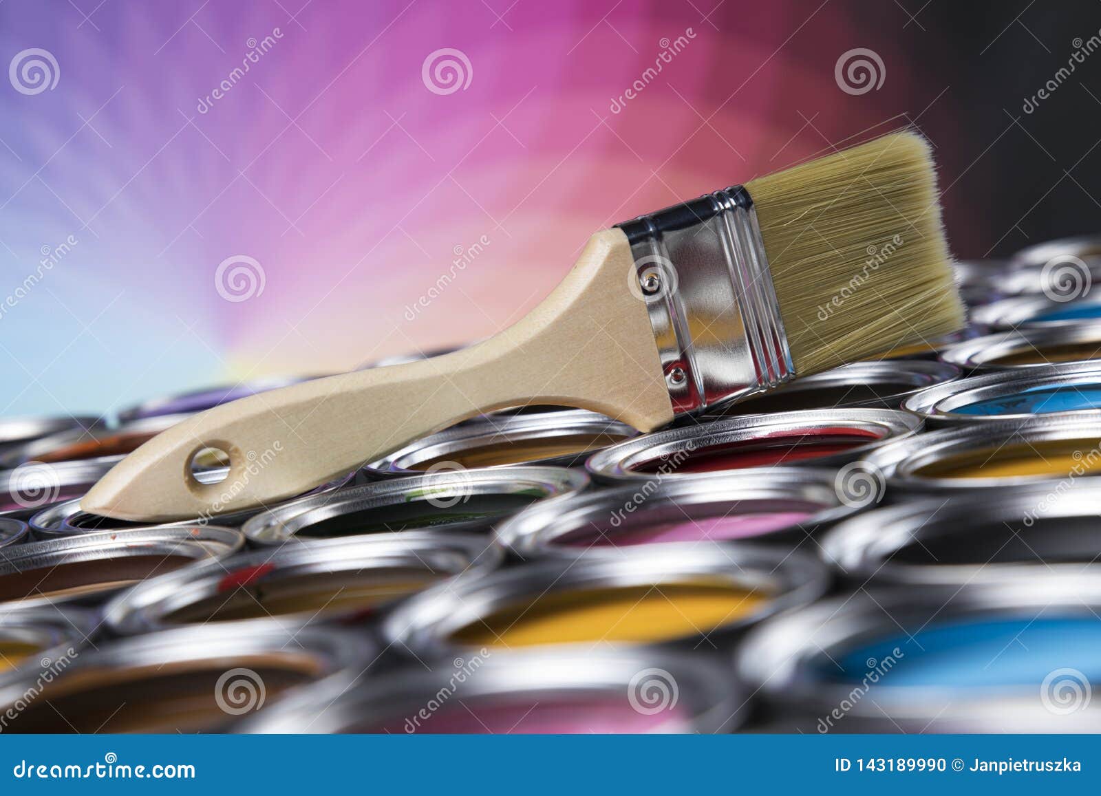 Paint Brush, Tin Can and Color Guide Samples Stock Photo - Image of ...