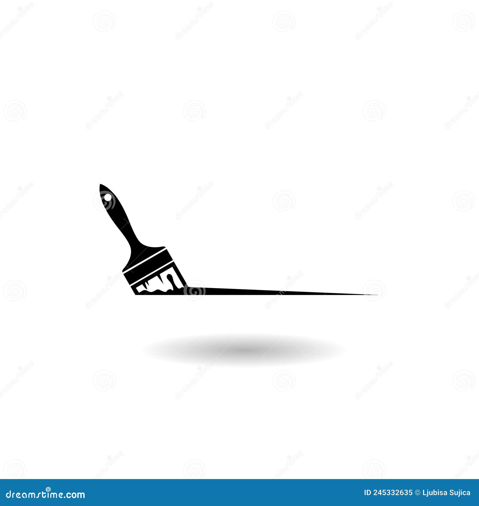 Paint Brush Tool Icon with Shadow Stock Vector - Illustration of drop ...