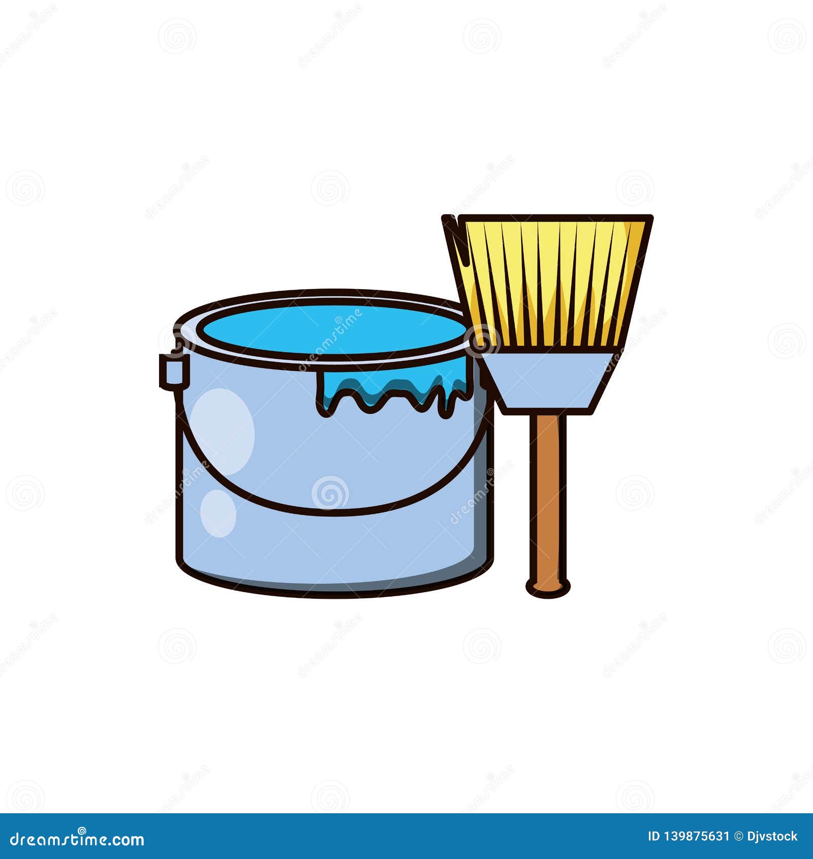 Paint Brush Tool with Paint Pot Stock Vector - Illustration of ...