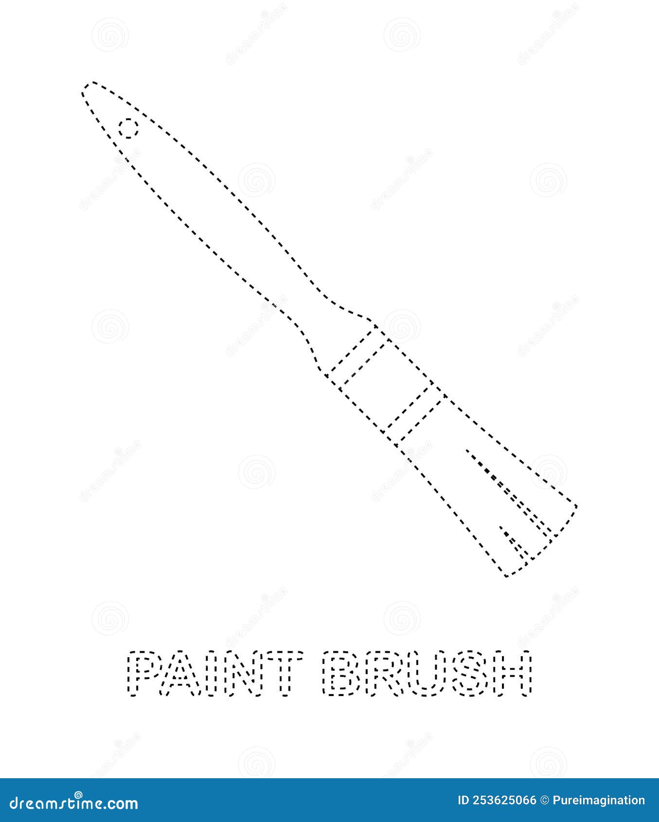 Paint Brush Tracing Worksheet for Kids Stock Vector - Illustration of ...