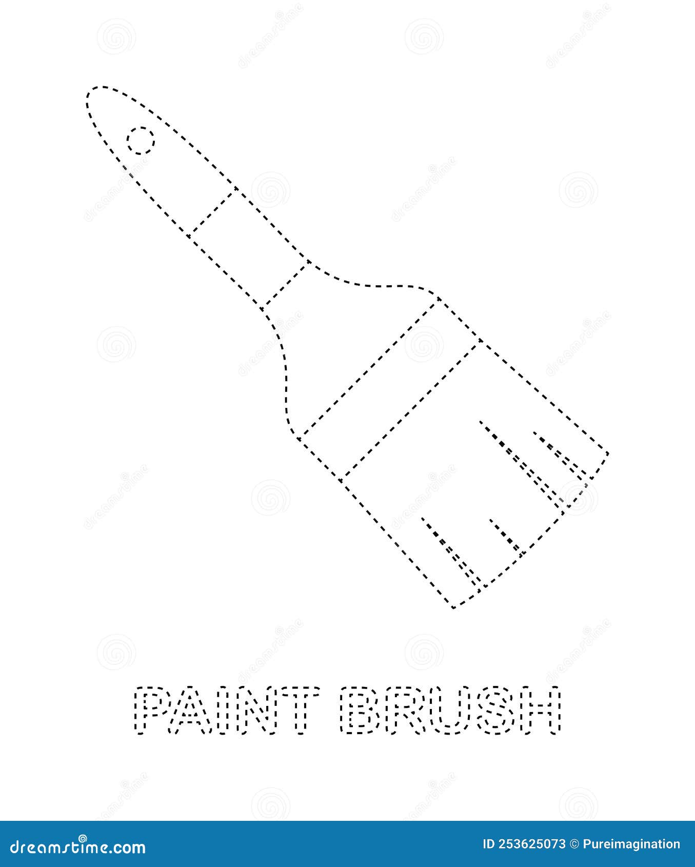 Paint Brush Tracing Worksheet for Kids Stock Vector - Illustration of ...