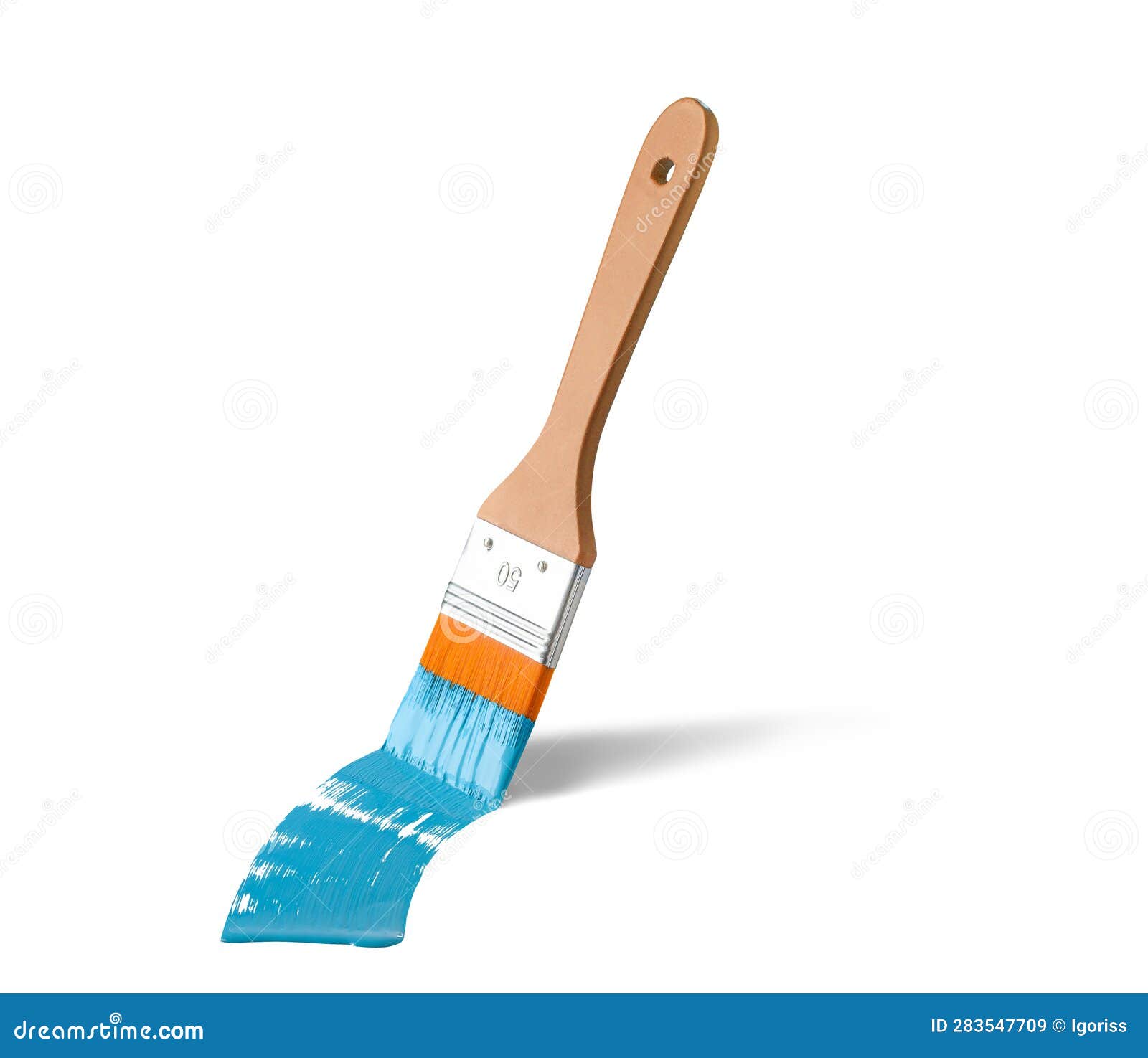 Paint Brush with Turquoise Paint Stroke Isolated on White Background ...