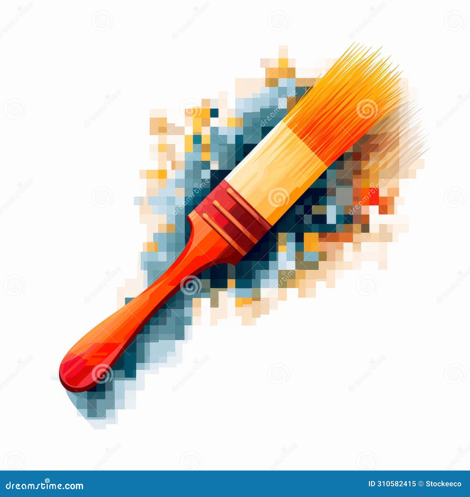 Pixel Brush Icon: Meticulous Still Life Design on White Background ...