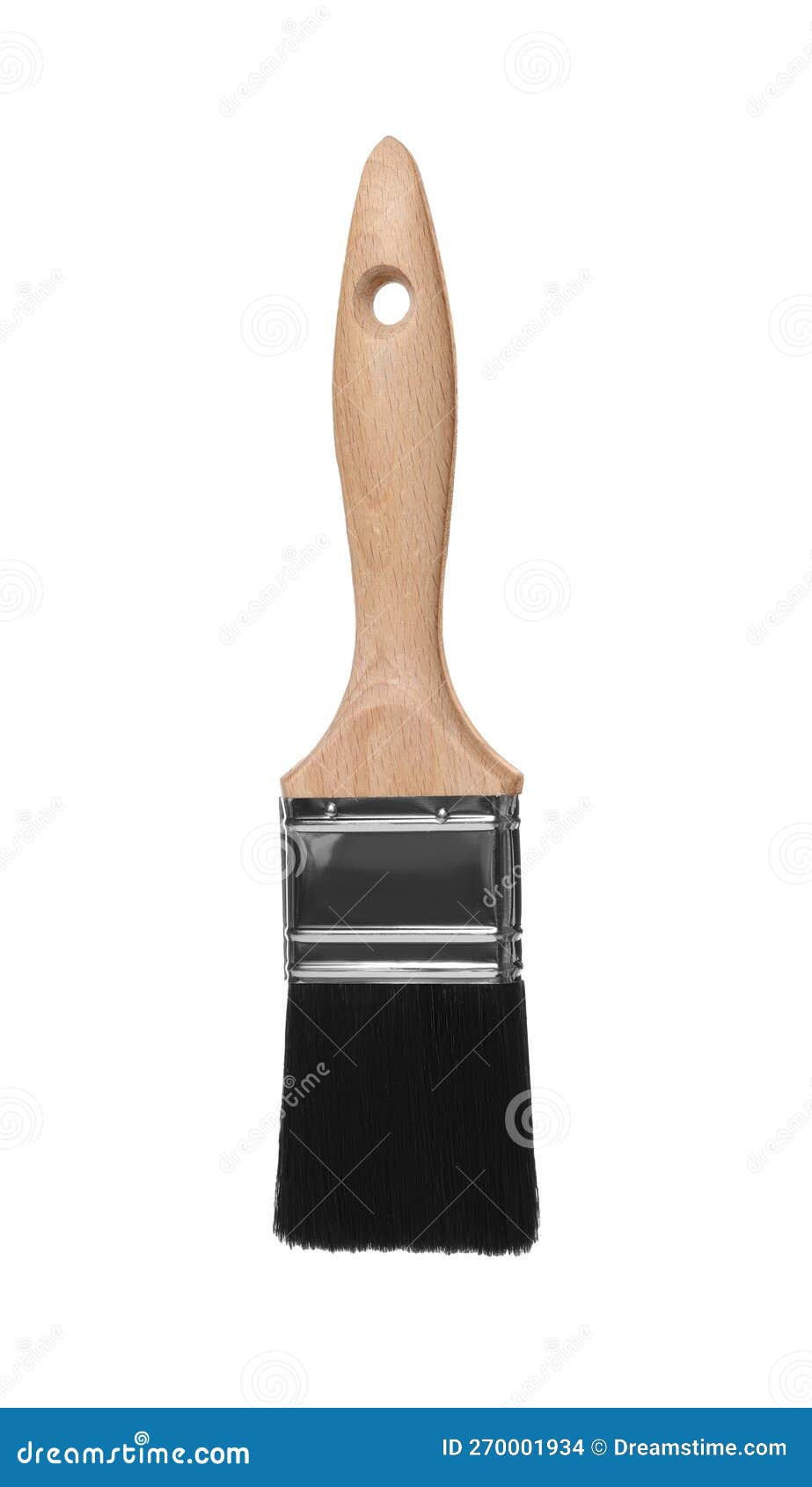 Paint Brush with Wooden Handle Isolated on White Stock Photo - Image of ...