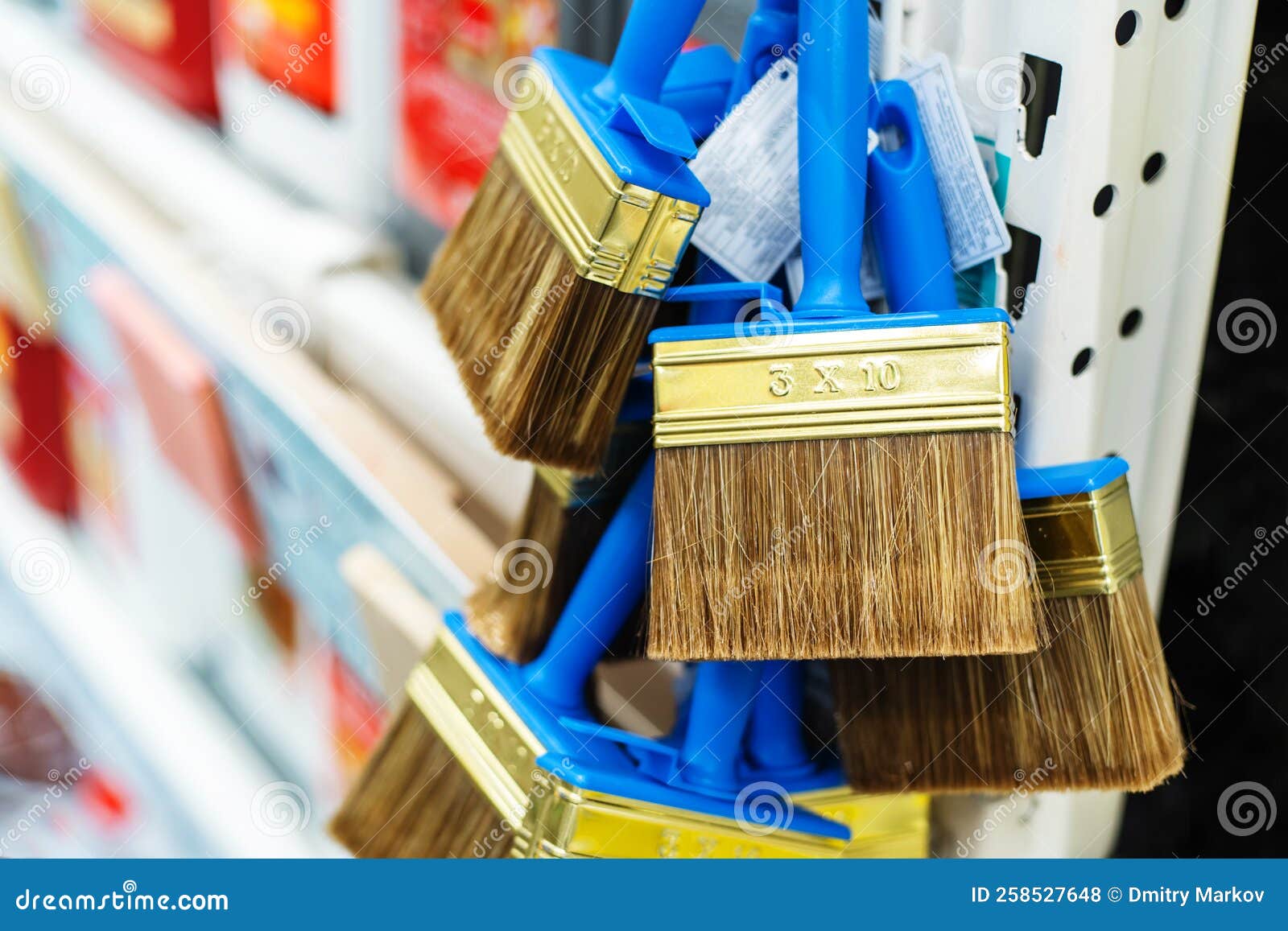 Paint Brushes in the Assortment of the Hardware Store. Tools for ...