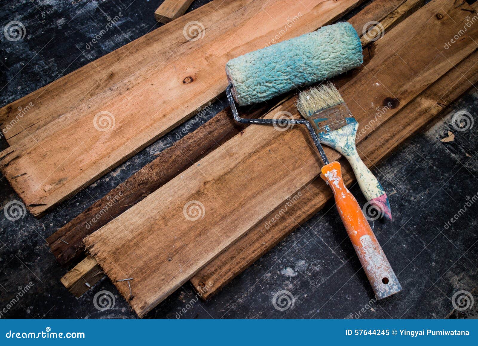 Paint Brushes on Building House Stock Image - Image of design, interior ...