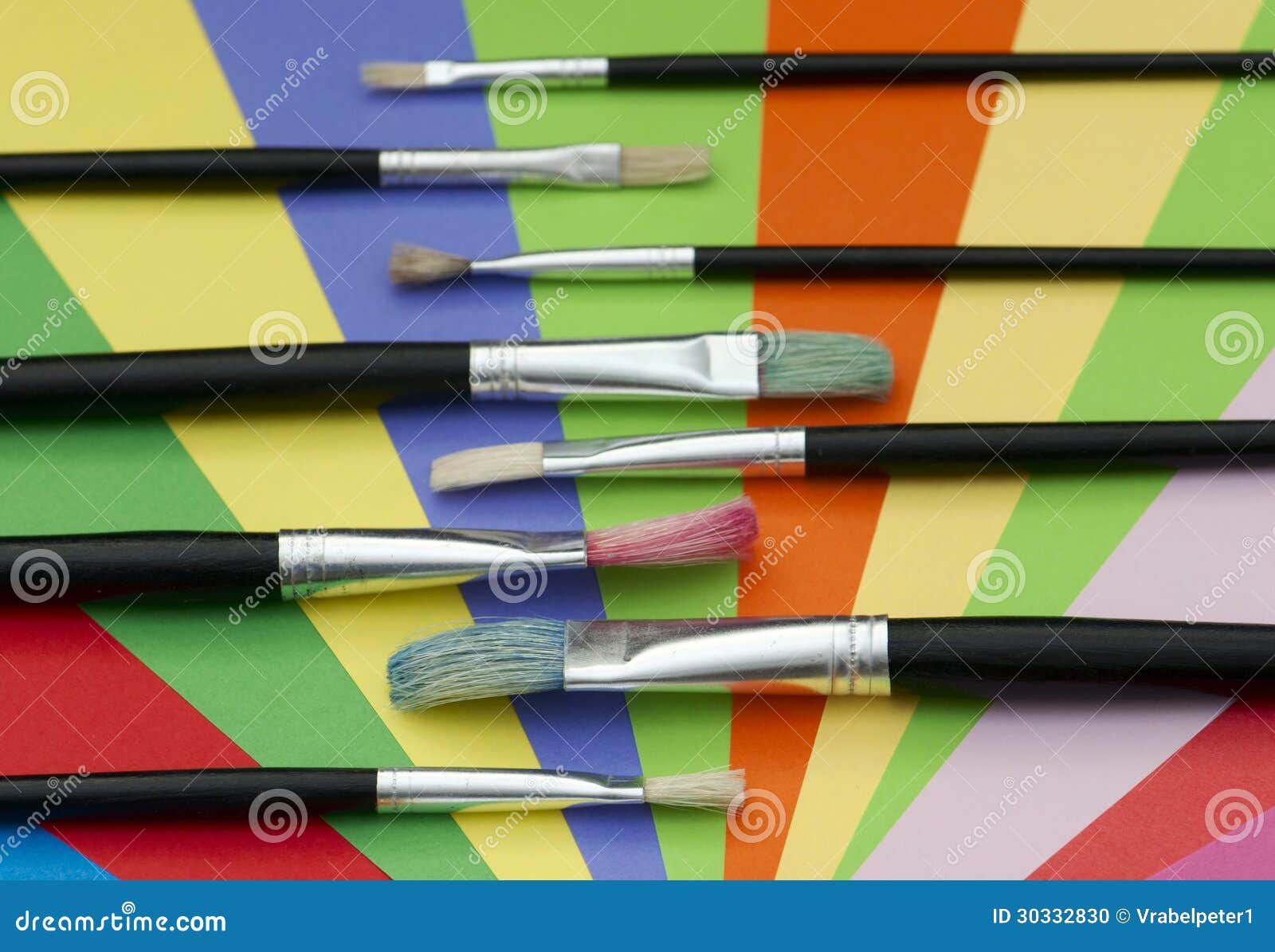 Paint Brushes and Colored Paper Stock Photo - Image of multicolor ...