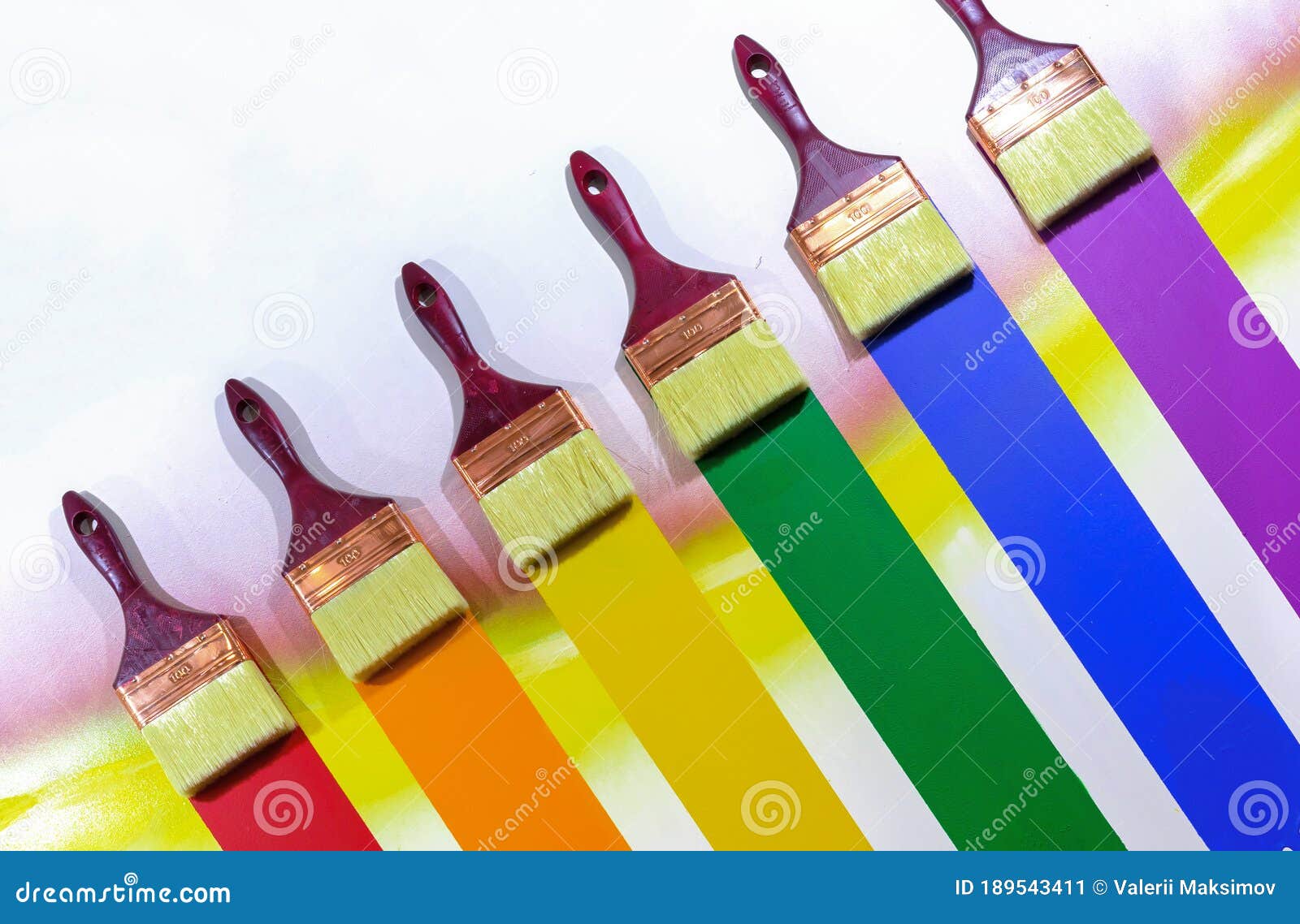 Paint Brushes with Multi-colored Samples of Paints Stock Image - Image ...