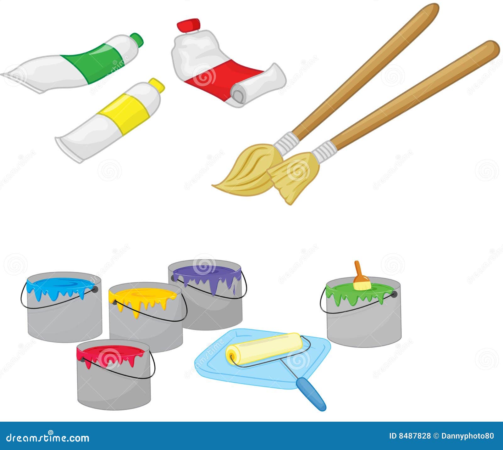 Paint Containers Brushes Stock Illustrations – 19 Paint Containers ...