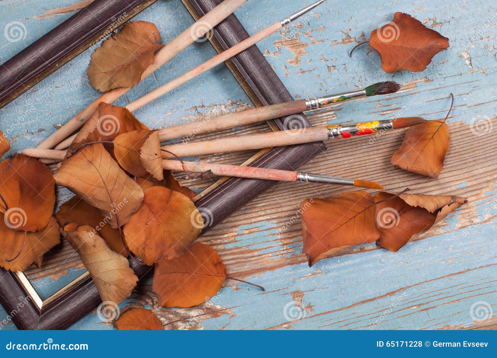 Paint Brushes , Paint and Frame Autumn Stock Photo - Image of ...