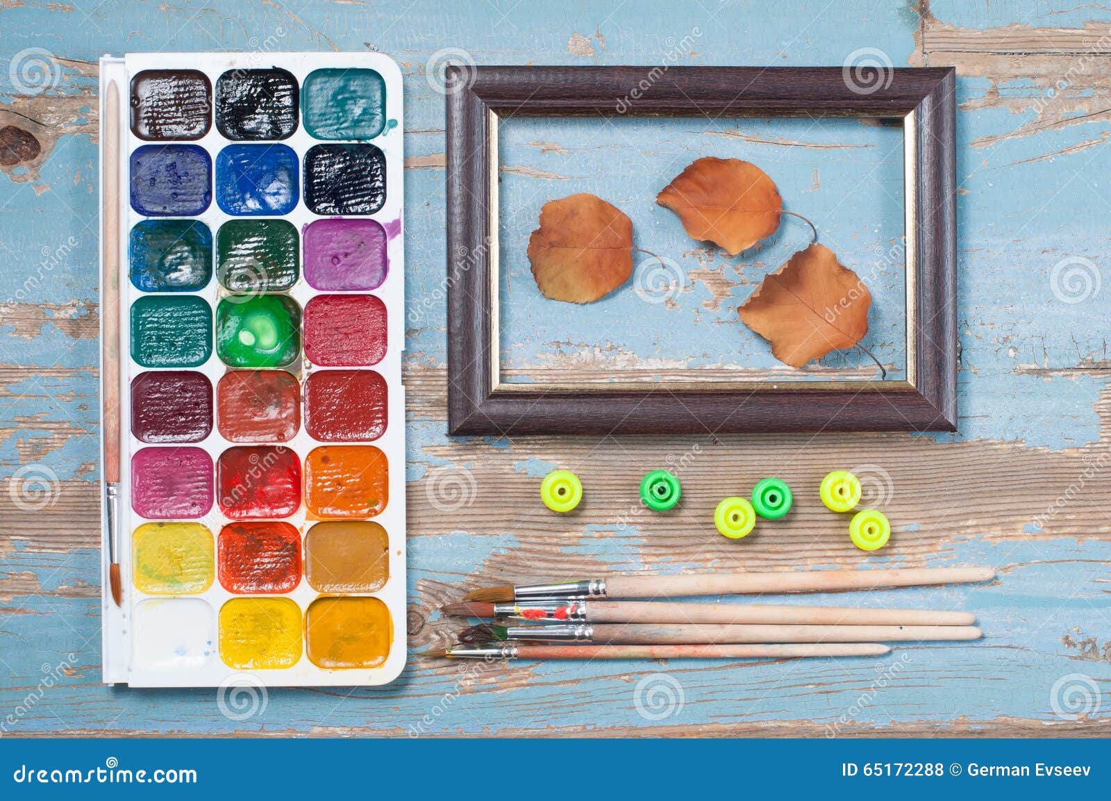 Paint Brushes , Paint and Frame Autumn Stock Photo - Image of kind ...