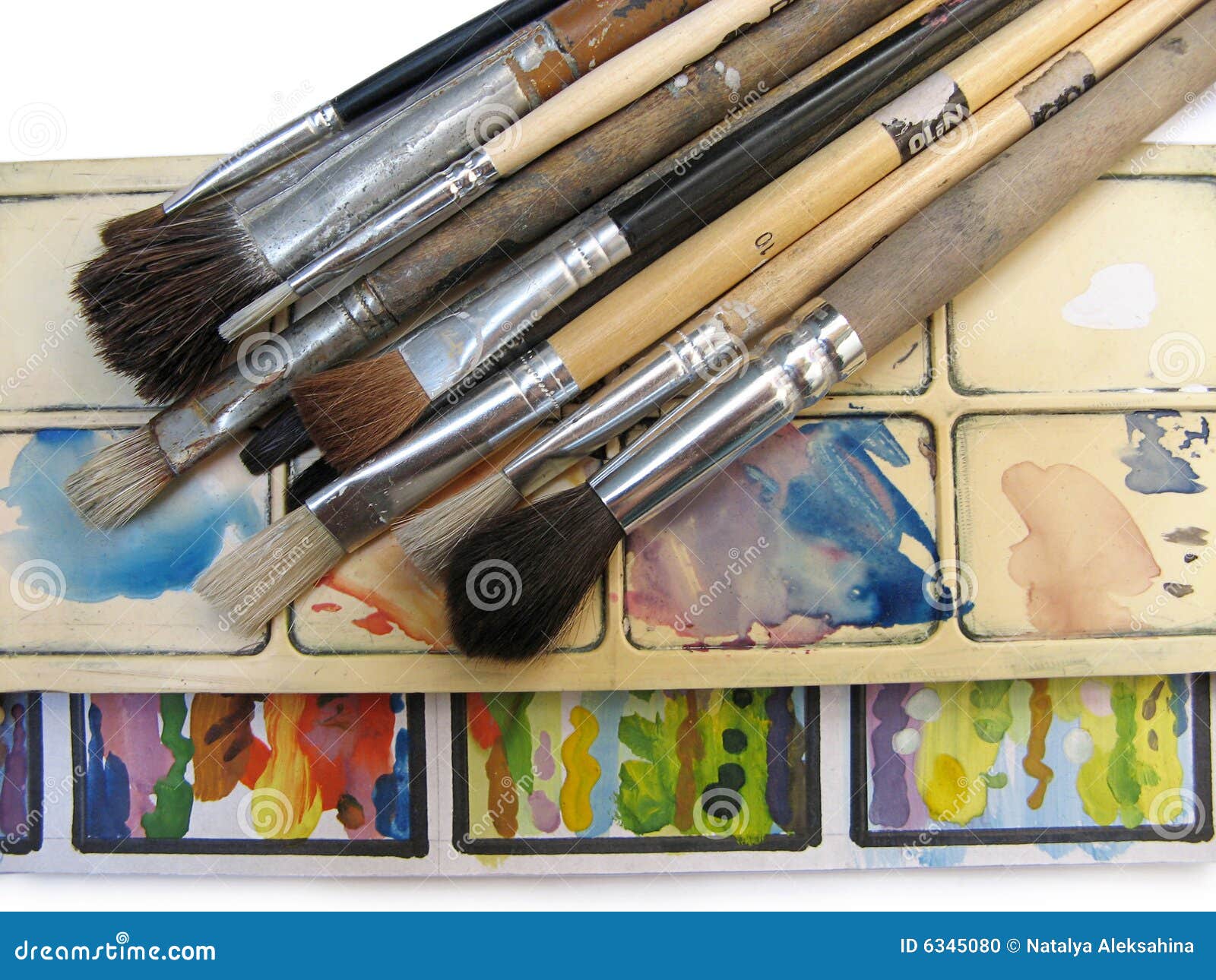 Paint brushes and palette stock photo. Image of education - 6345080
