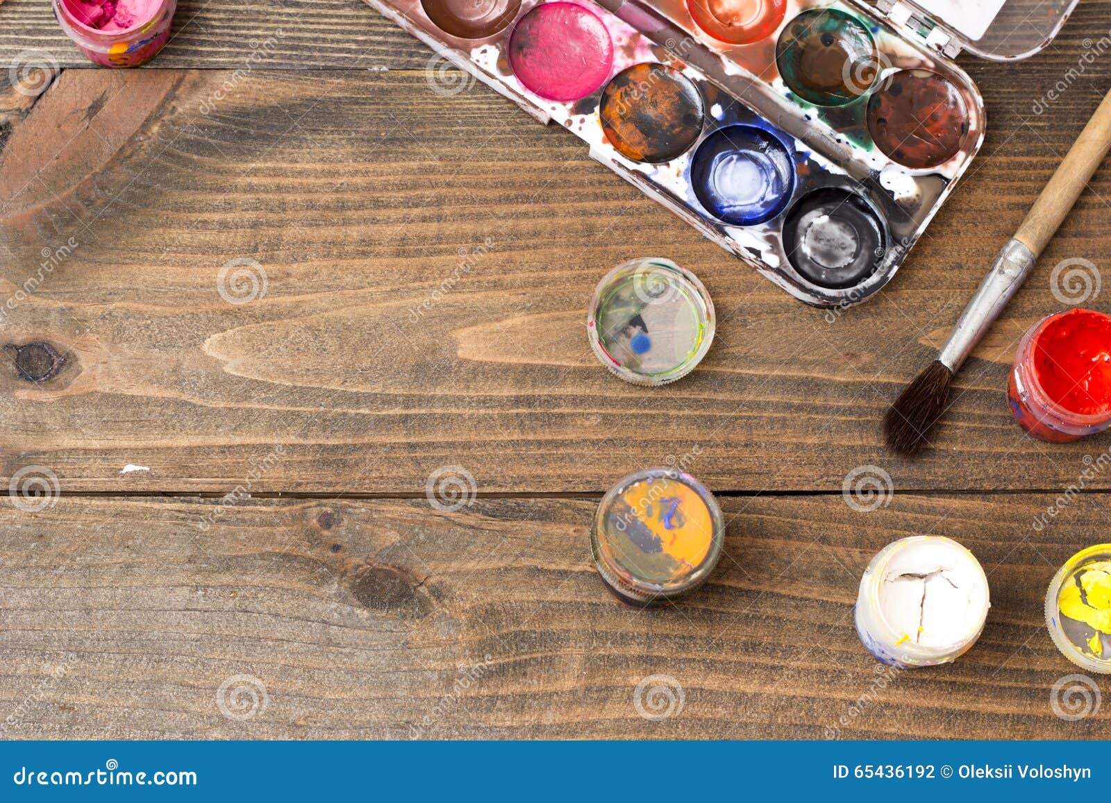 Paint, brushes, palette stock photo. Image of paint, bunt - 65436192