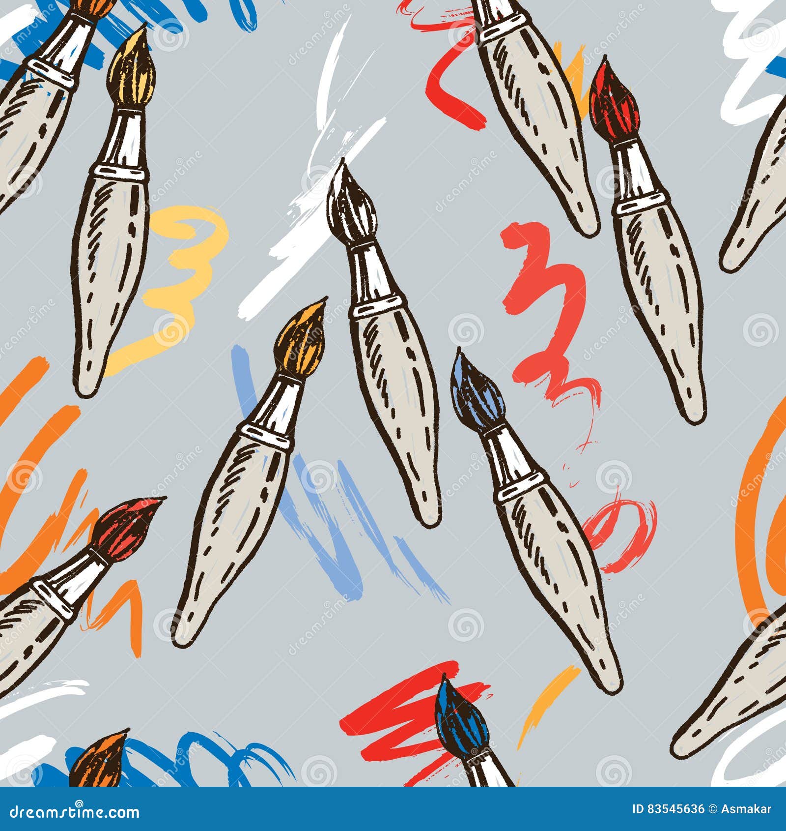 Paint brushes pattern stock vector. Illustration of painting - 83545636
