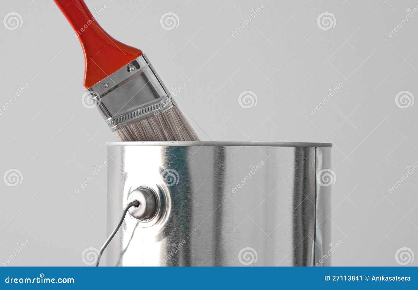 Paint Bucket and Red Paintbrush Stock Image - Image of open, renovation ...