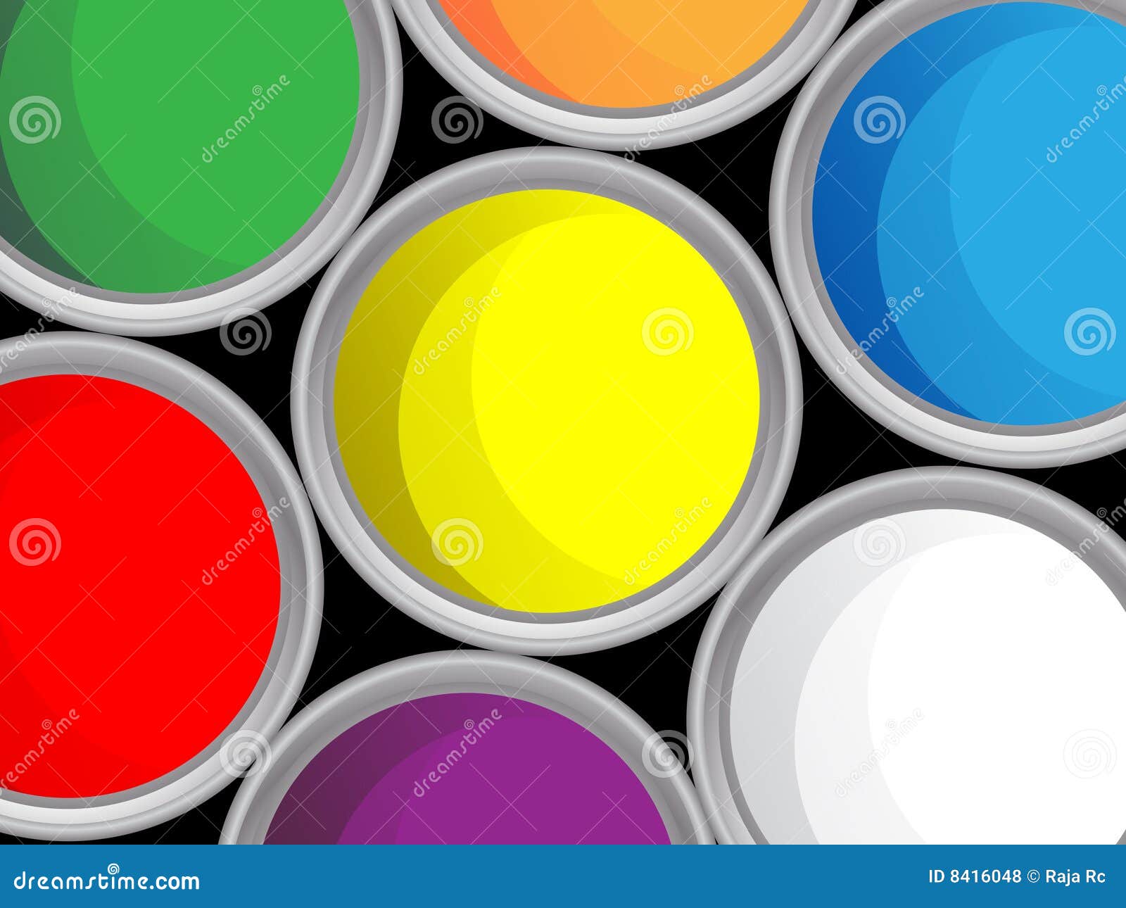 Set Of Opened Buckets With Six Paint Colors Vector Illustration ...