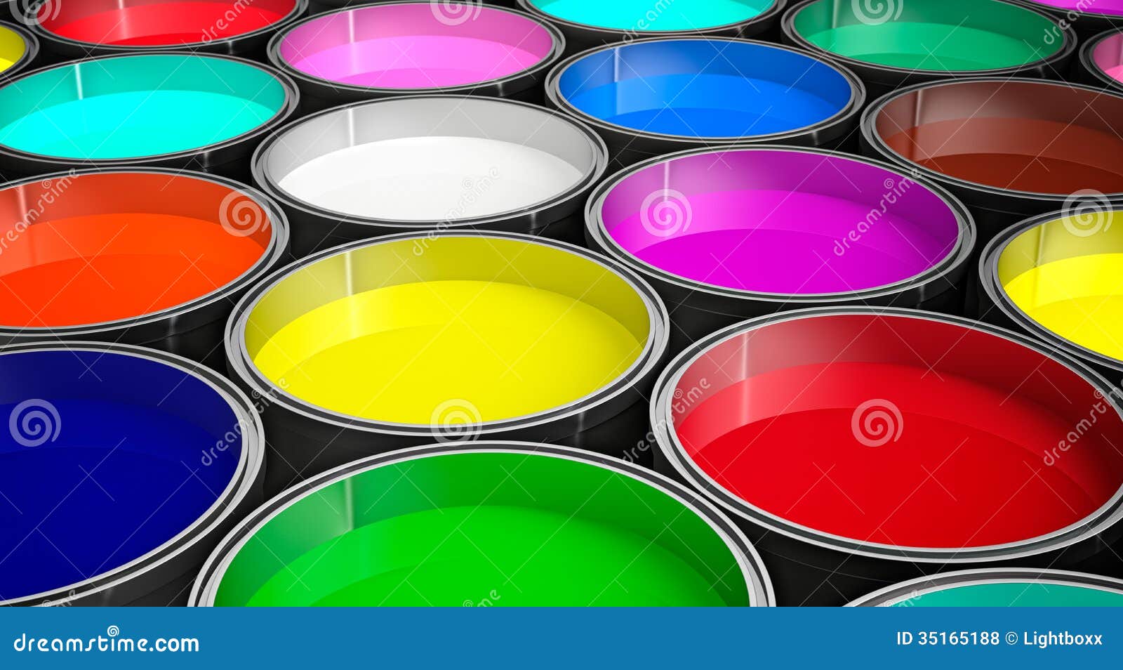 Paint Buckets - with Colored Paint Stock Illustration - Illustration of ...