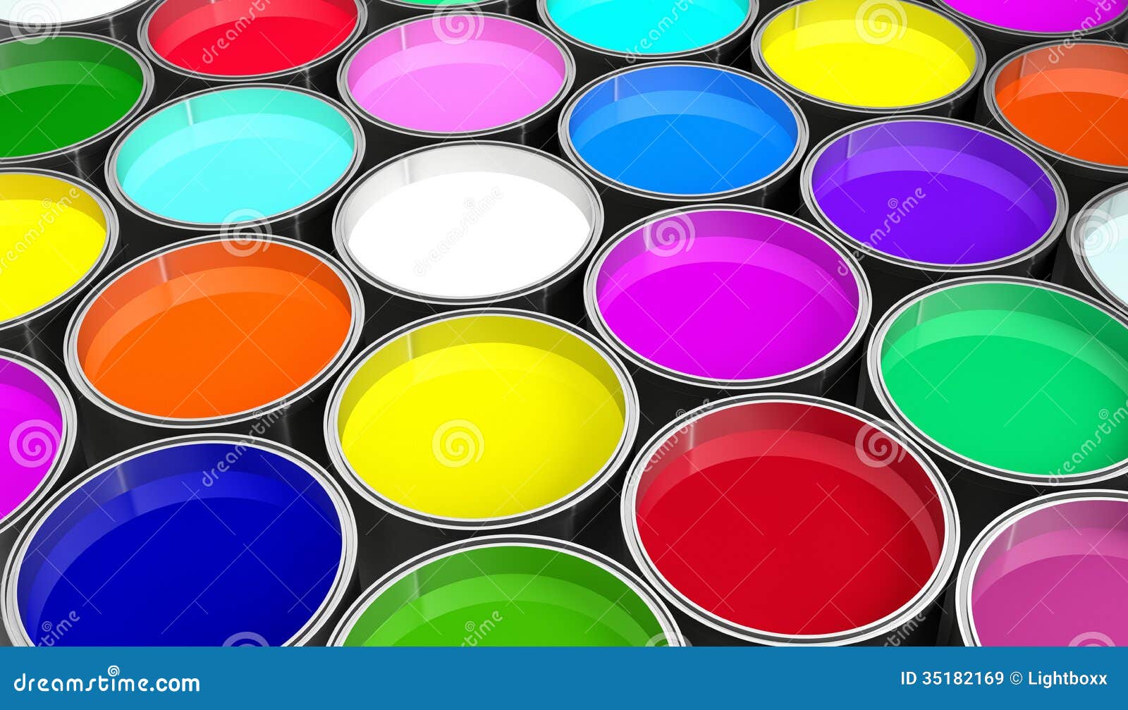 Paint Buckets - with Colored Paint Stock Illustration - Illustration of ...