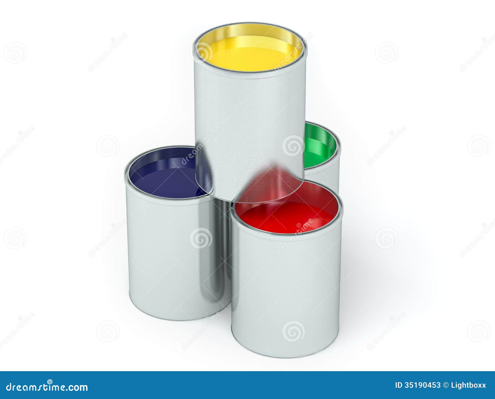 Paint Buckets - with Colored Paint Stock Illustration - Illustration of ...