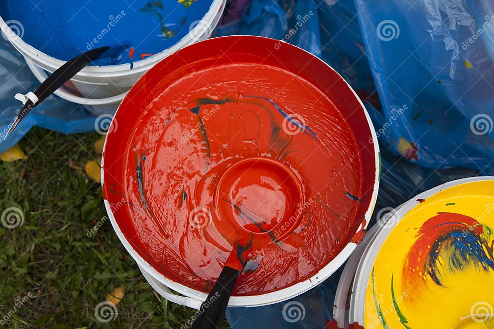 Paint buckets with colors stock photo. Image of home - 26795446
