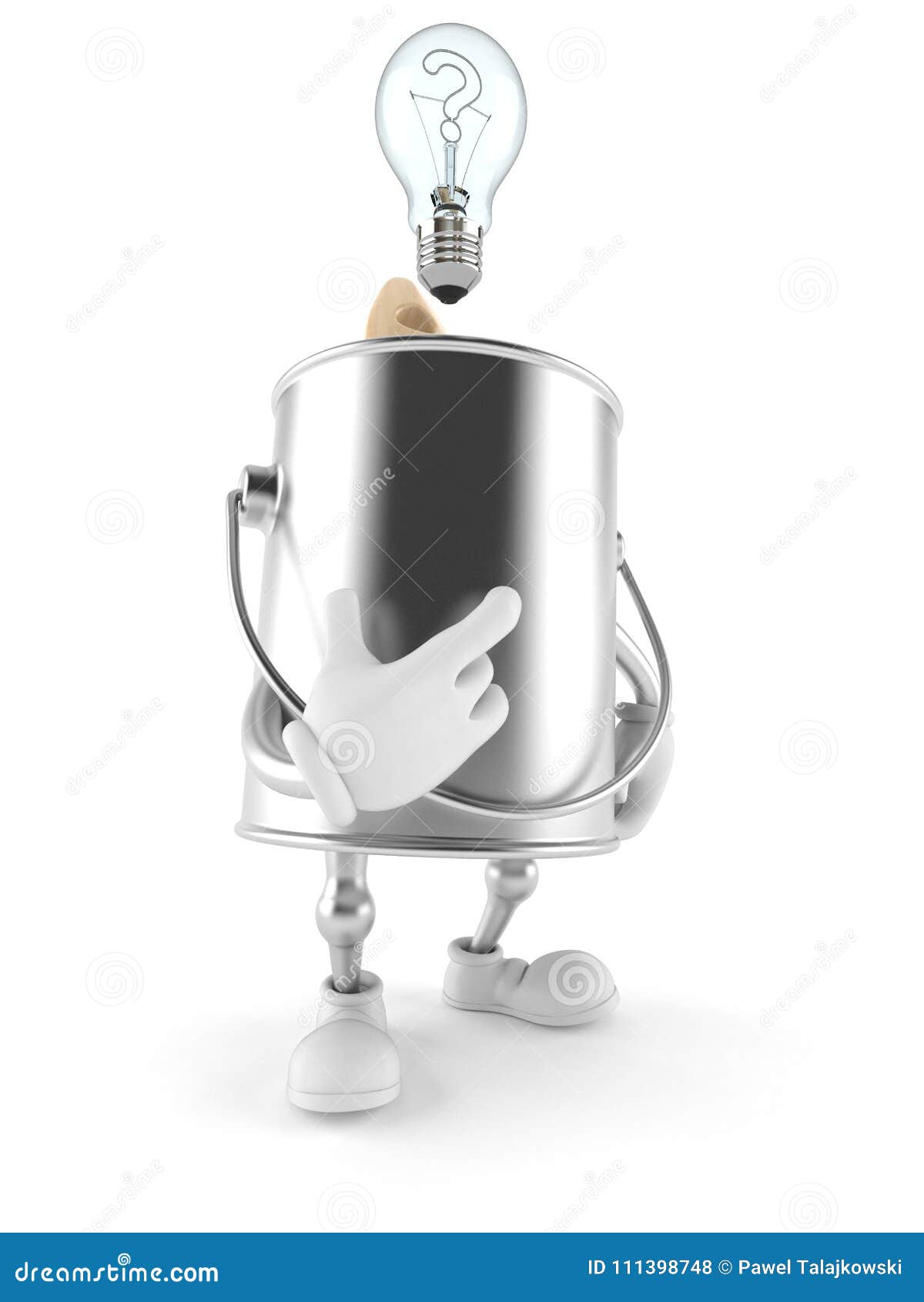 Paint Can Character with Light Bulb Stock Illustration - Illustration ...