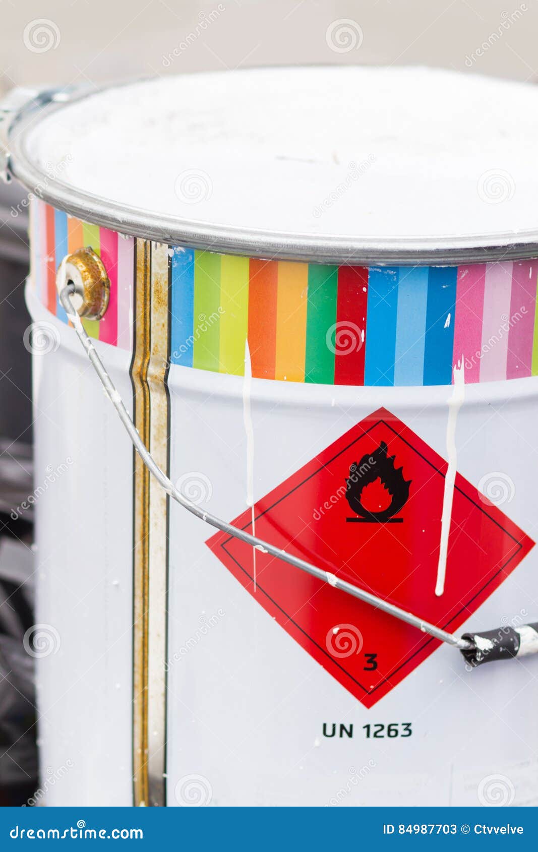 Paint can with danger sign stock image. Image of bucket - 84987703