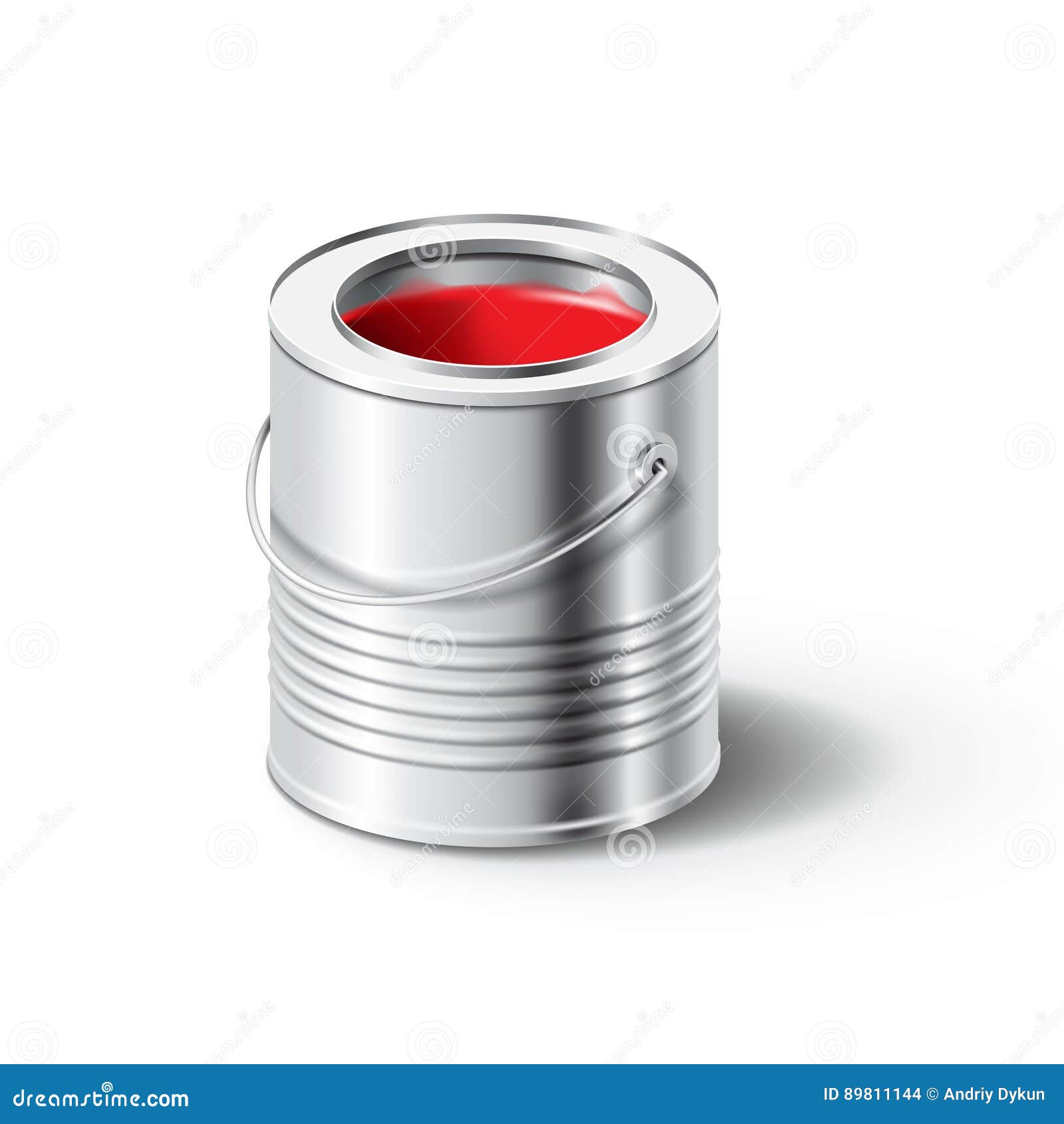 Paint can with red color stock vector. Illustration of drawing - 89811144