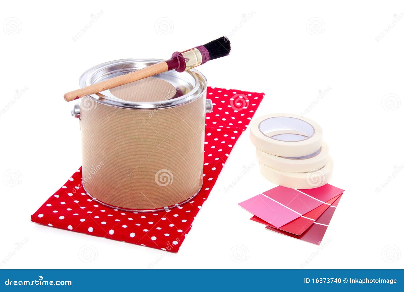 Paint Can with Red Color Samples Stock Photo - Image of interior ...