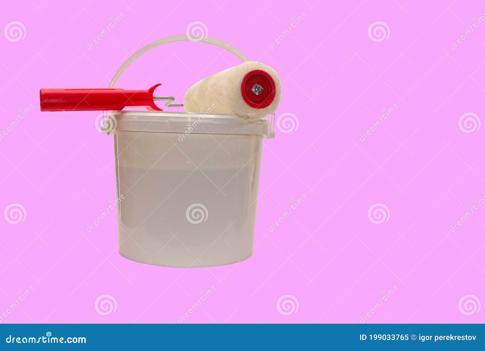 Paint Can, Paint Roller Isolated on Pink Background, Repair Paint the ...