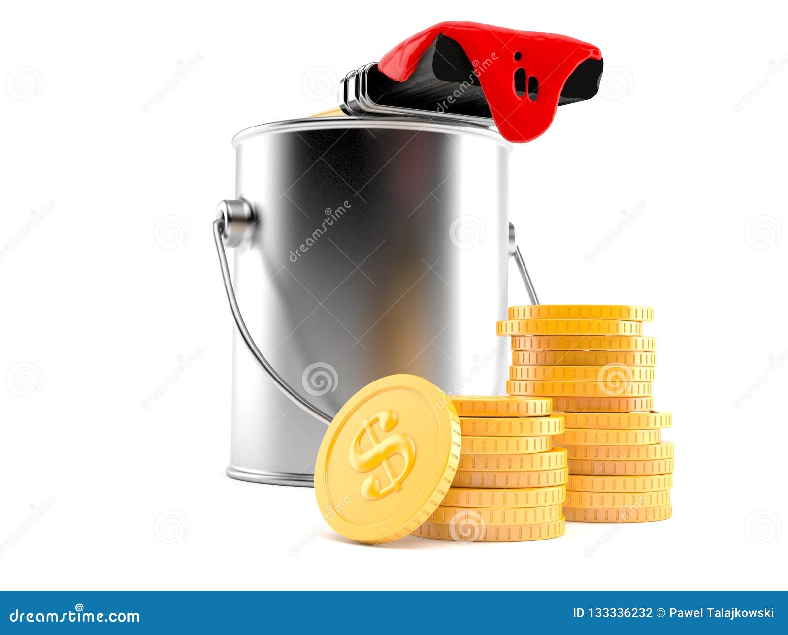 Paint Can with Stack of Coins Stock Illustration - Illustration of ...