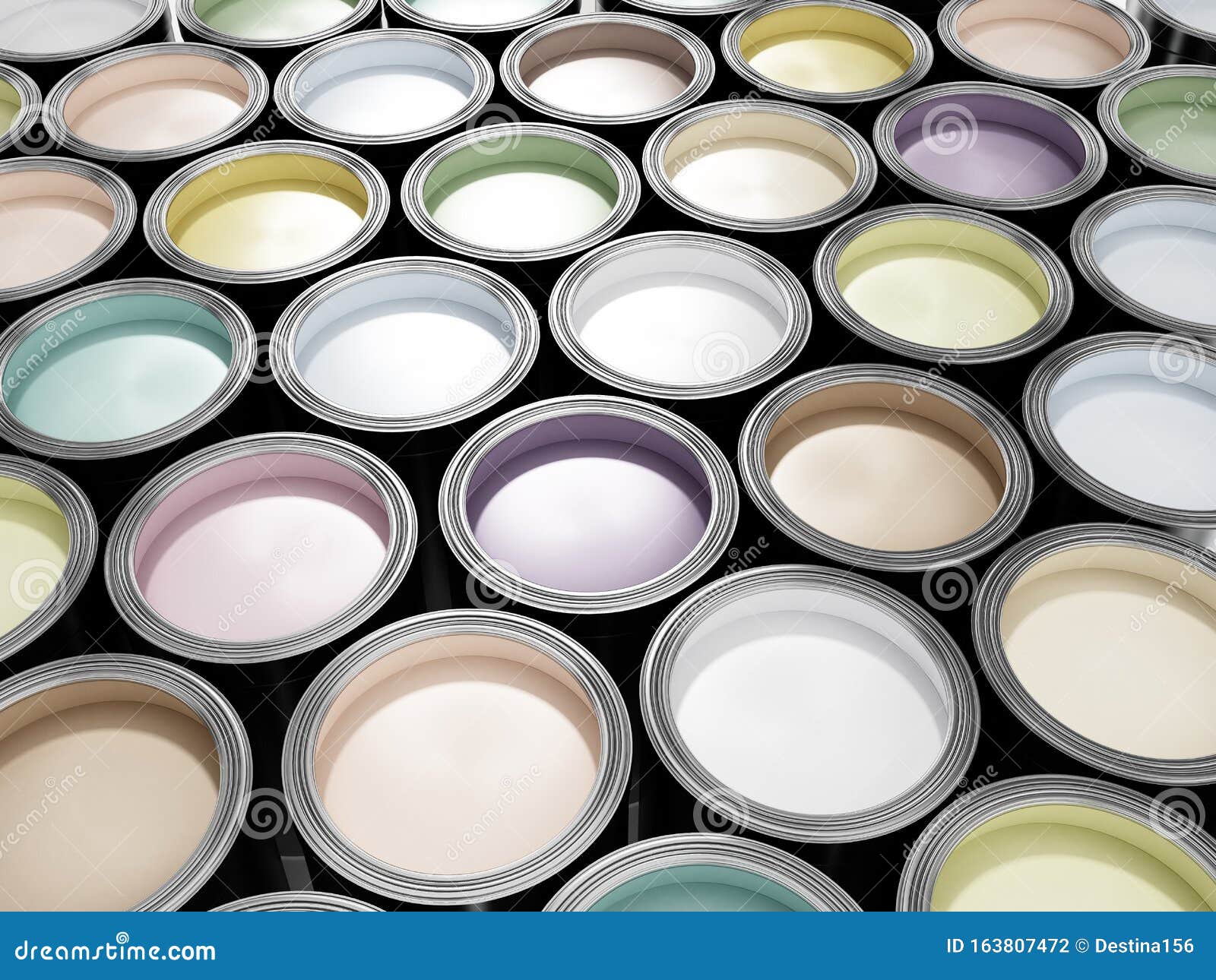 Paint Cans Full of Soft, Pastel Colours. 3D Illustration Stock ...