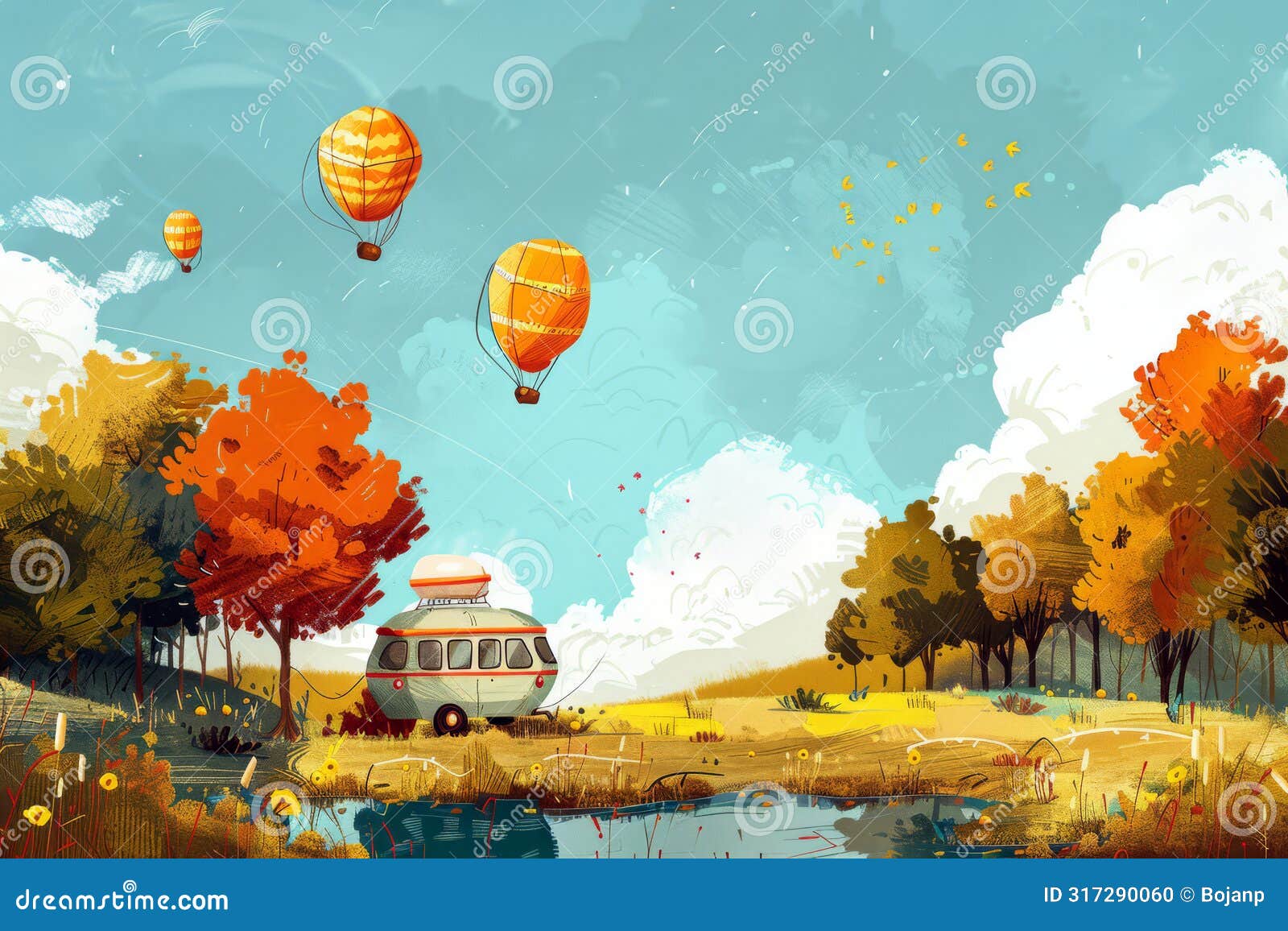 Paint from Children Imagination Car at Nature Stock Illustration ...