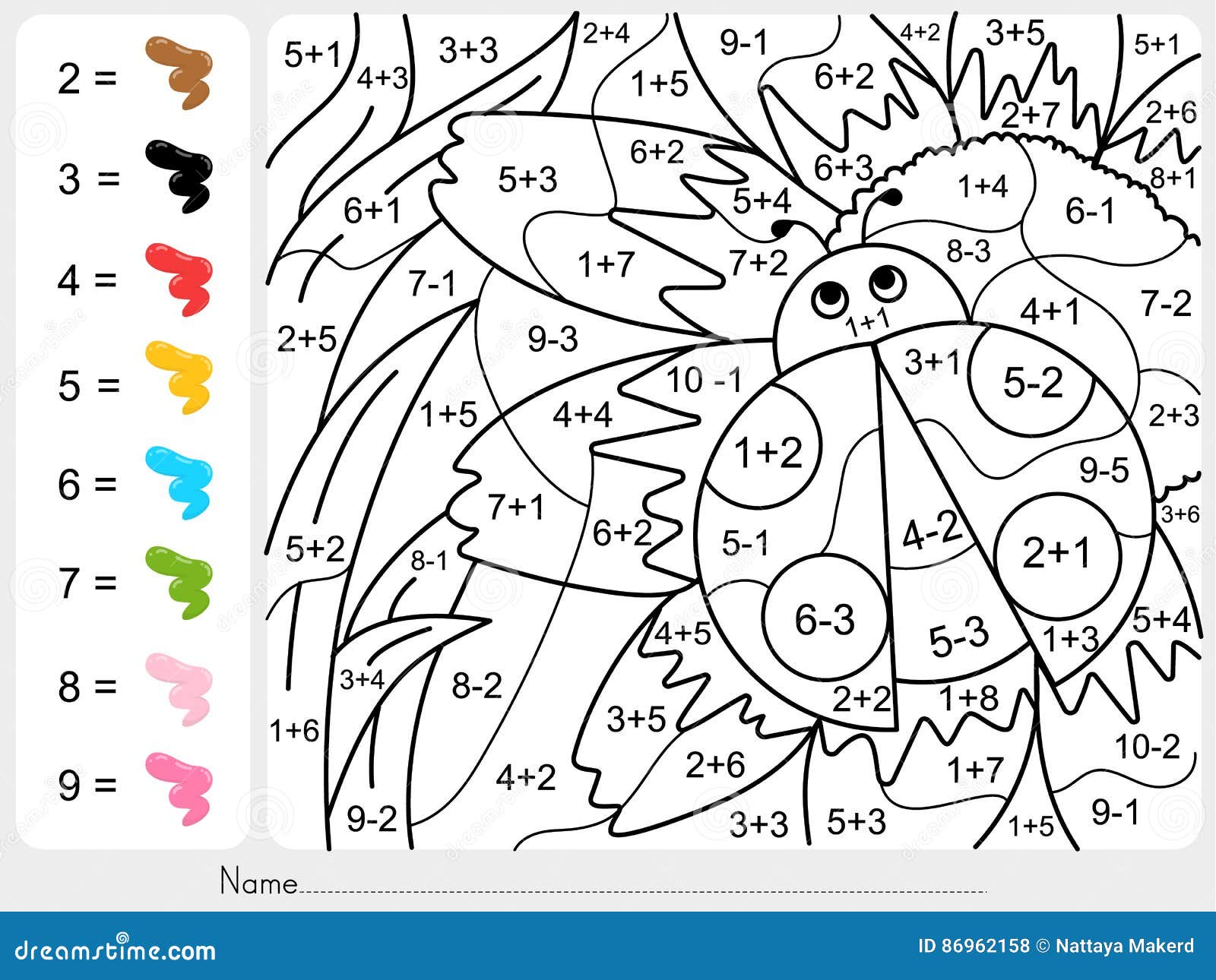 Paint Color by Numbers - Addition and Subtraction Worksheet for ... Paint Color by Numbers - Addition and Subtraction Worksheet for ...