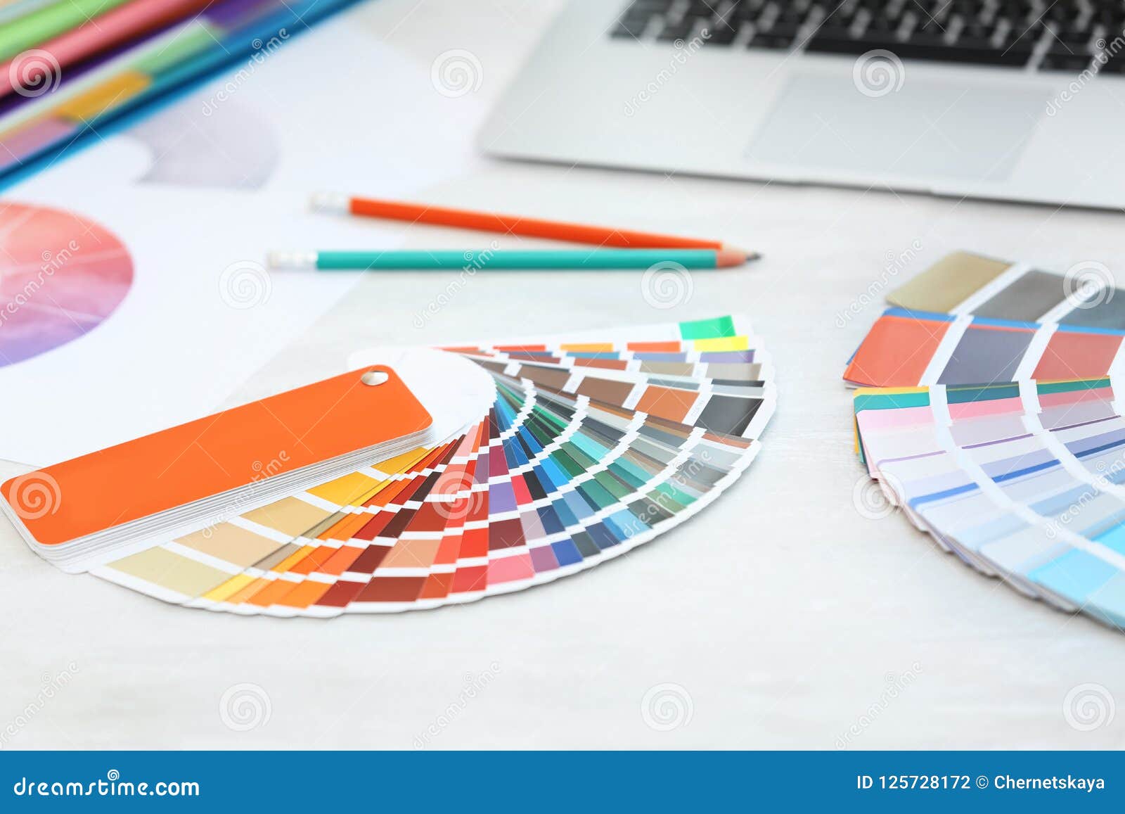 Paint Color Palette Samples on Table Stock Photo - Image of refurbish ...