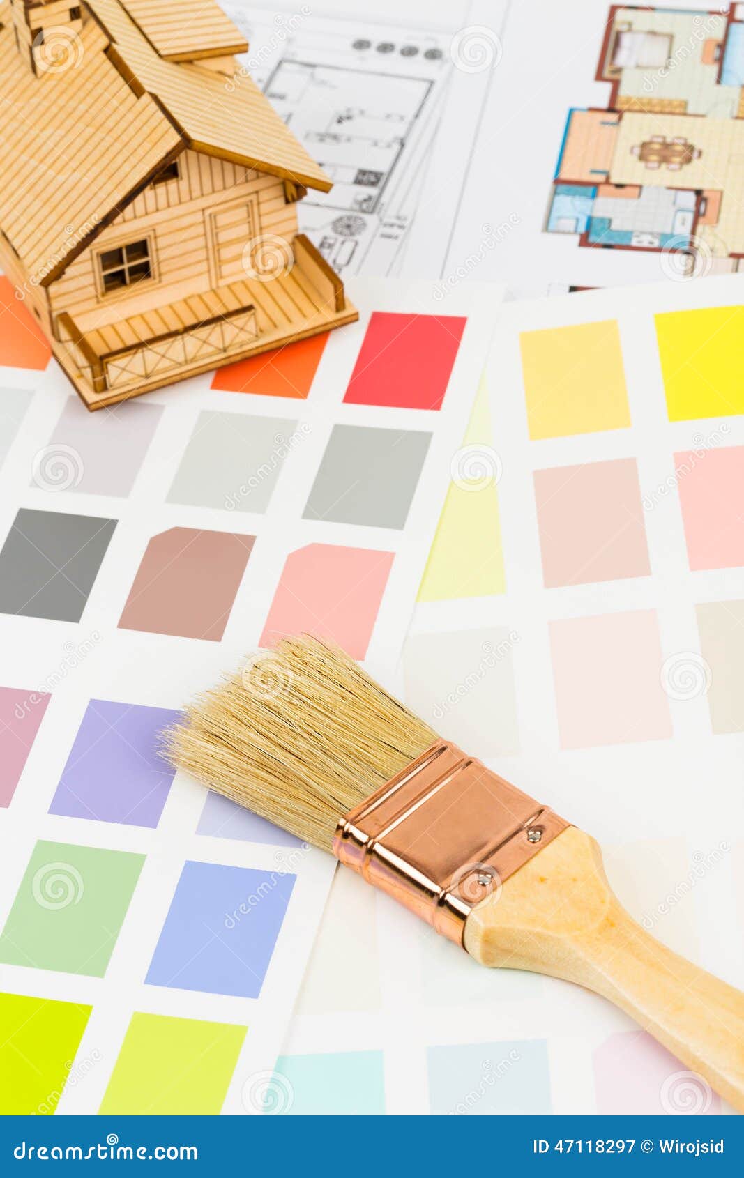 Paint Color Sample Catalog with Brush, Drawing Stock Image - Image of ...